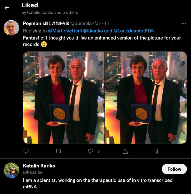 Peyman 𝕄𝕀𝕃𝔸ℕ𝔽𝔸ℝ on Twitter: "when your unblur algorithm gets a like from a Nobel Prize winner ...