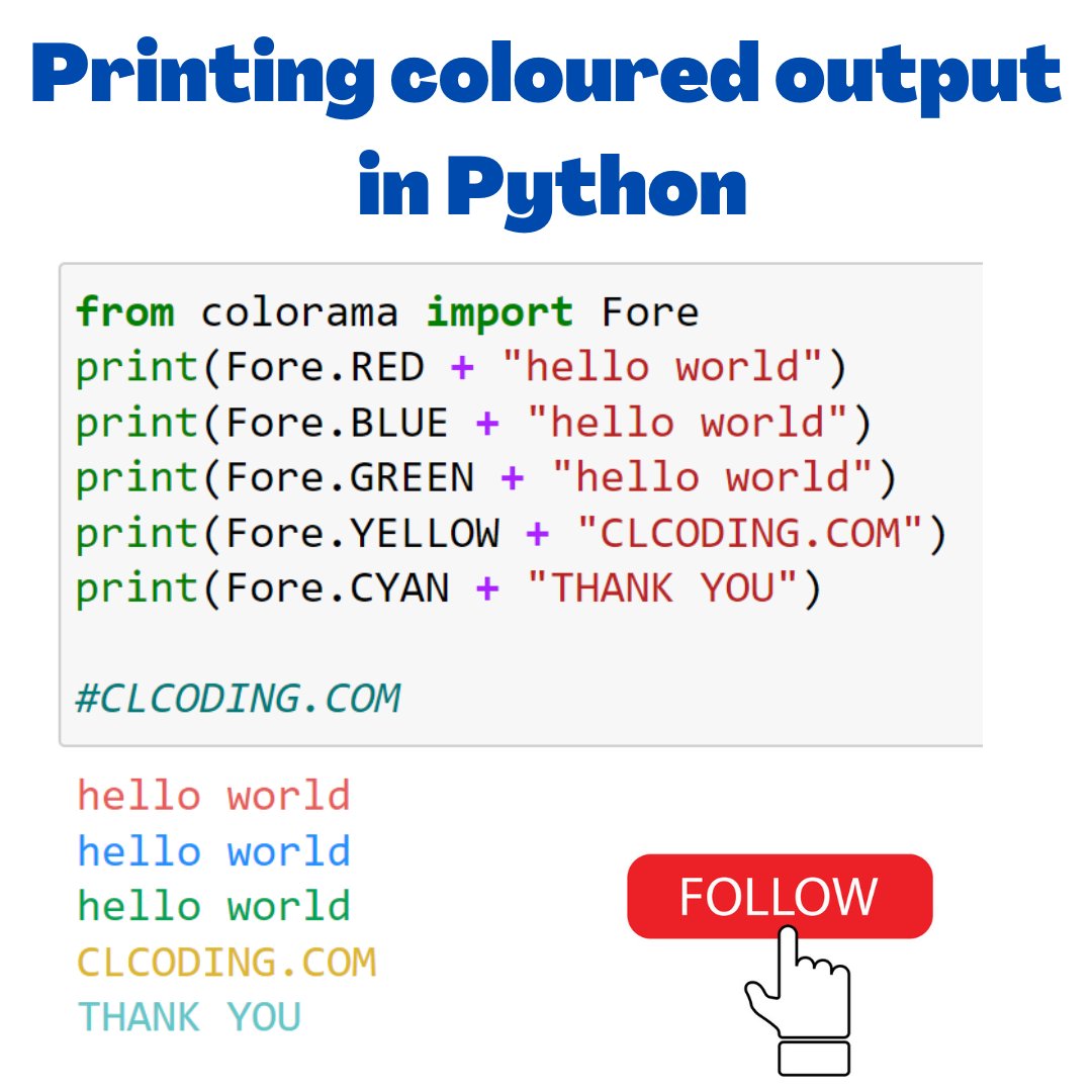 Python Coding On Twitter Day 124 Printing Coloured Output In Python Htrxqrj7fg