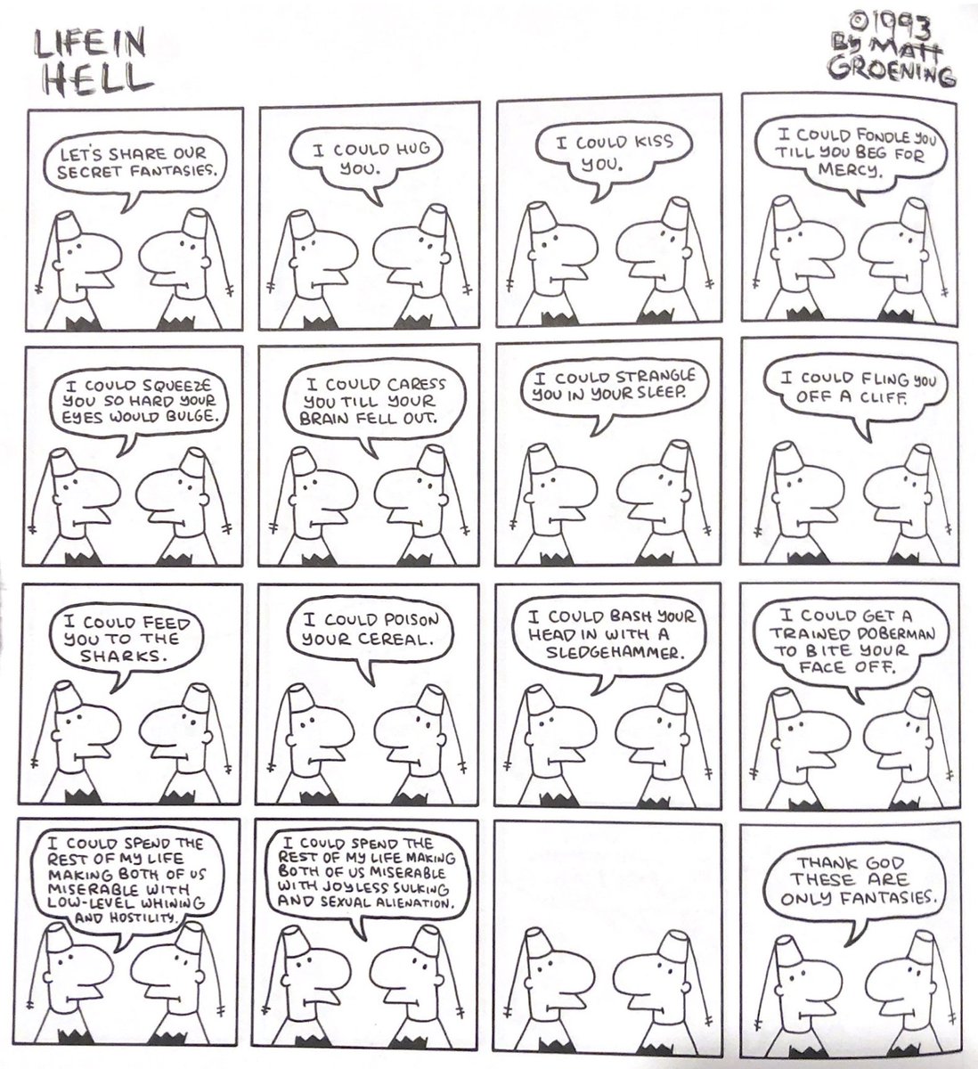Matt Groening's Life In Hell on Twitter: "Let's Share Our Secret Fantasies, 1993"