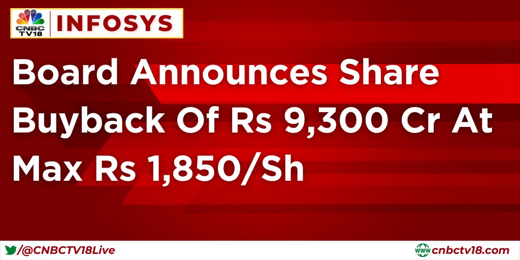 CNBC-TV18 on Twitter: "Infosys Buyback | #Infosys Board announces share buyback of Rs 9,300 cr ...