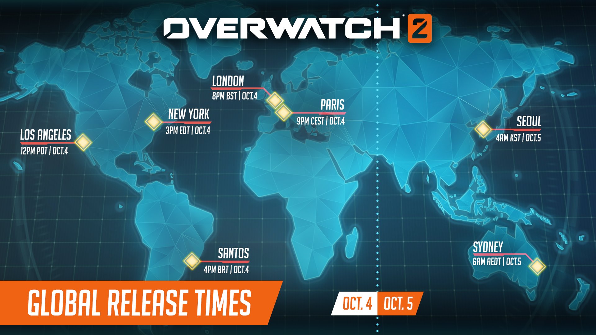 Overwatch on Twitter: "#Overwatch2 arrives Oct 4! Check the map to see exactly what time you get ...
