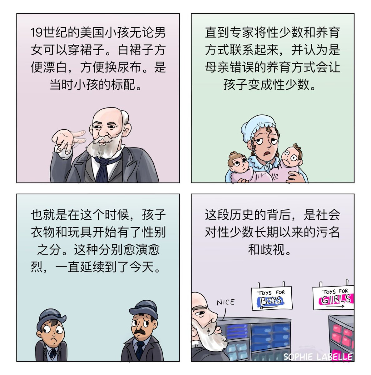 推特翻译 On Twitter 也就是在这个时候,孩子衣物和玩具开始有了性别之分。这种分别愈演愈烈,一直延续到了今天。