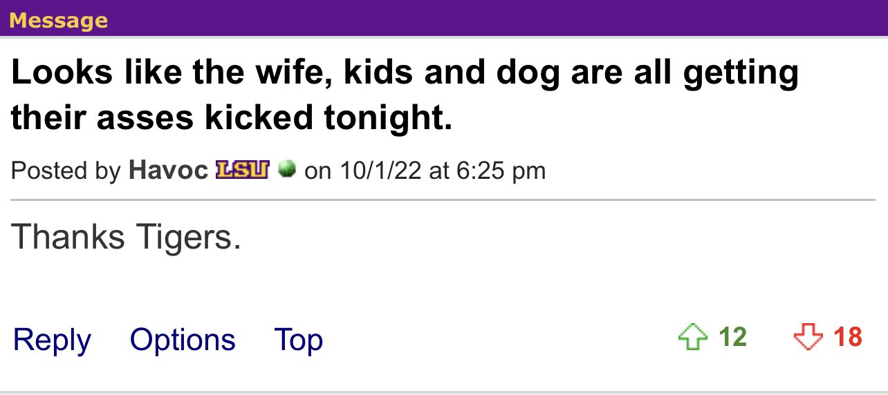 Message Board Geniuses on Twitter: "This #LSU fan maybe shouldn’t watch football anymore. Ever ...