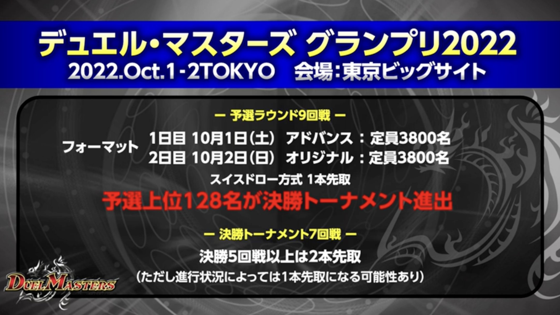 デュエル・マスターズ公式アカウント on Twitter: "【生配信中!!】 デュエル・マスターズ グランプリ2022 Day2/オリジナル生配信 昨日に引き続き2日目開催中です!! 10月 ...