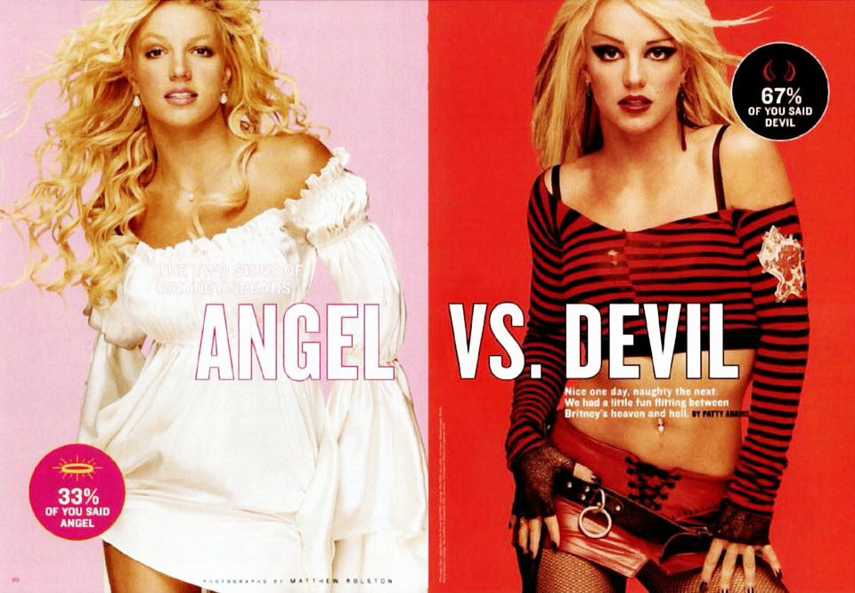 Aaron 🌹🚀 on Twitter: "Britney Spears Angel vs Devil for YM mag, 2001 😇😈"