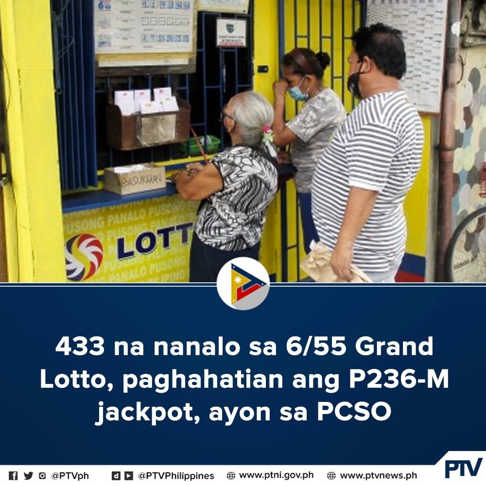PTVph on Twitter: "BASAHIN: Umabot sa 433 katao ang nanalo sa 6/55 Grand Lotto ng Philippines ...