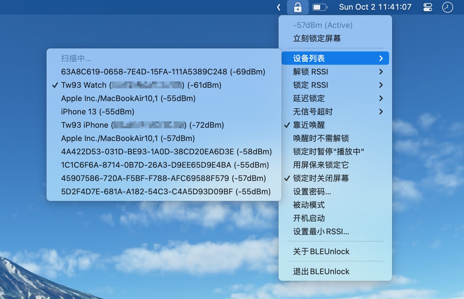 Tw93 on Twitter: "#工程师工具，推荐一个好用的用蓝牙根据距离自动锁定解锁 mac 的小工具，叫做 BLEUnlock， https://t.co/RqQCHGgApf，可以超 ...