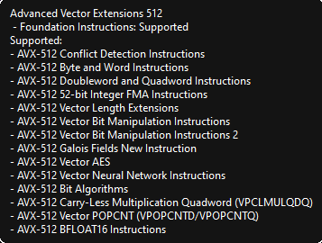 Tanner Gooding on Twitter: "Likewise can confirm the AVX-512 support. This is everything except ...