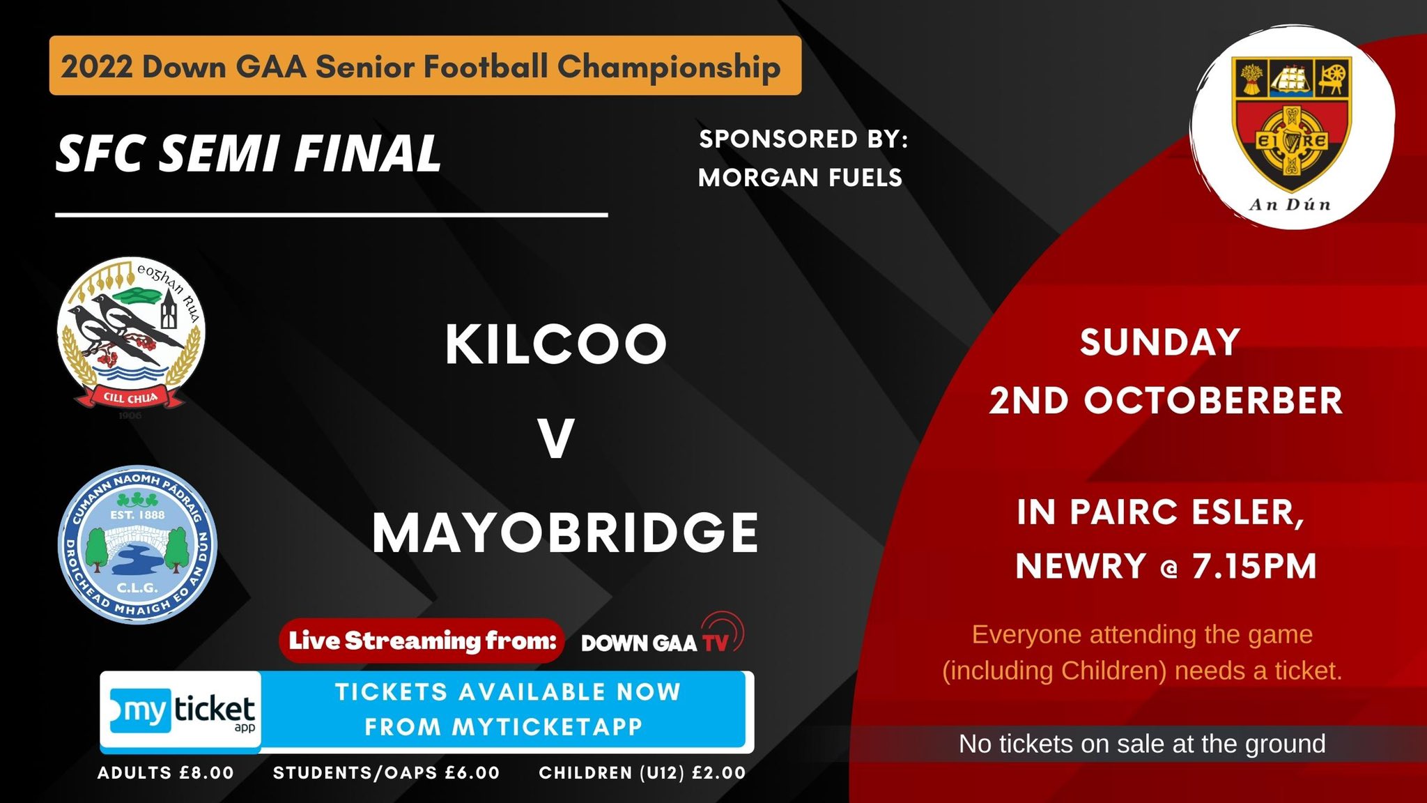 Official Down GAA on Twitter: "At 7.15pm we have our 2nd Morgan Fuels Down GAA SFC game between ...