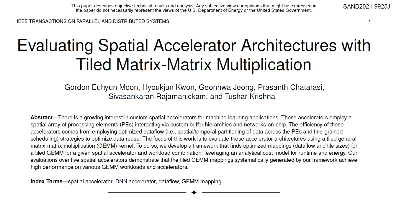 OGAWA, Tadashi on Twitter: "=> "Evaluating Spatial Accelerator Architectures with Tiled Matrix ...