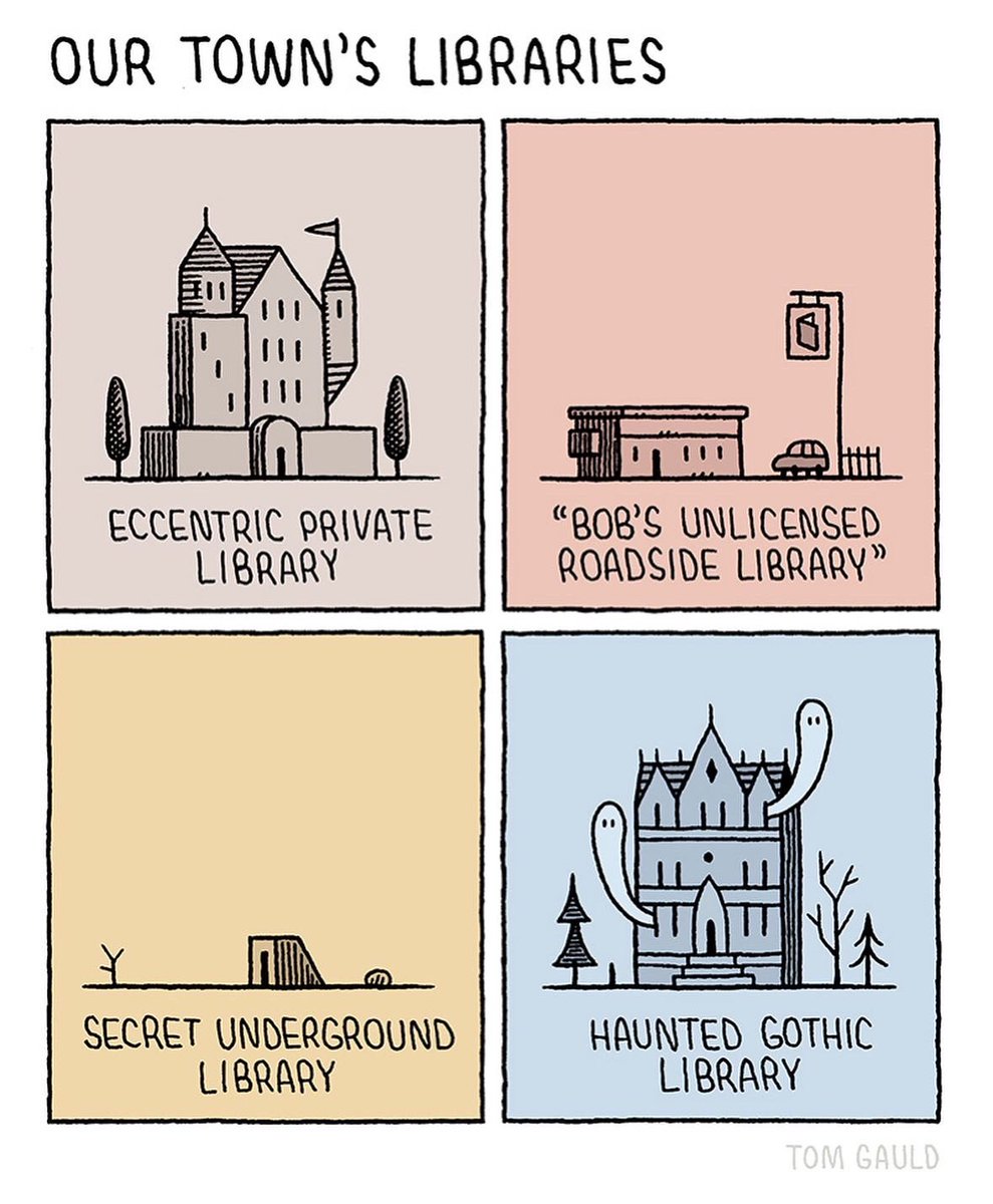 Our Town's Libraries' which I drew for the @nytimes recent」Tom Gauldの漫画