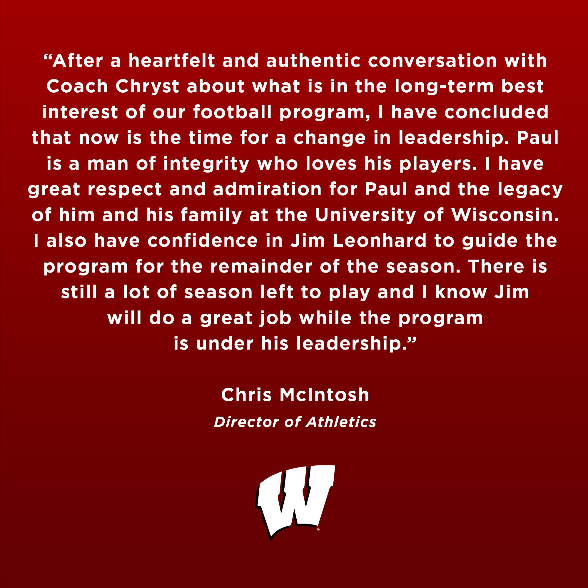 Wisconsin Badgers on Twitter: "Statement from University of Wisconsin Director of Athletics ...