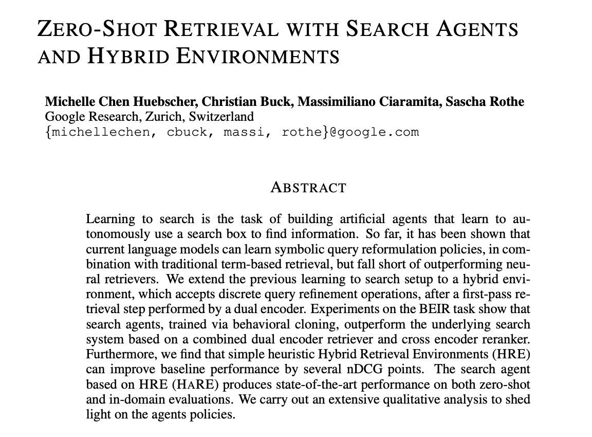 AK on Twitter: "Zero-Shot Retrieval with Search Agents and Hybrid Environments abs: https://t.co ...