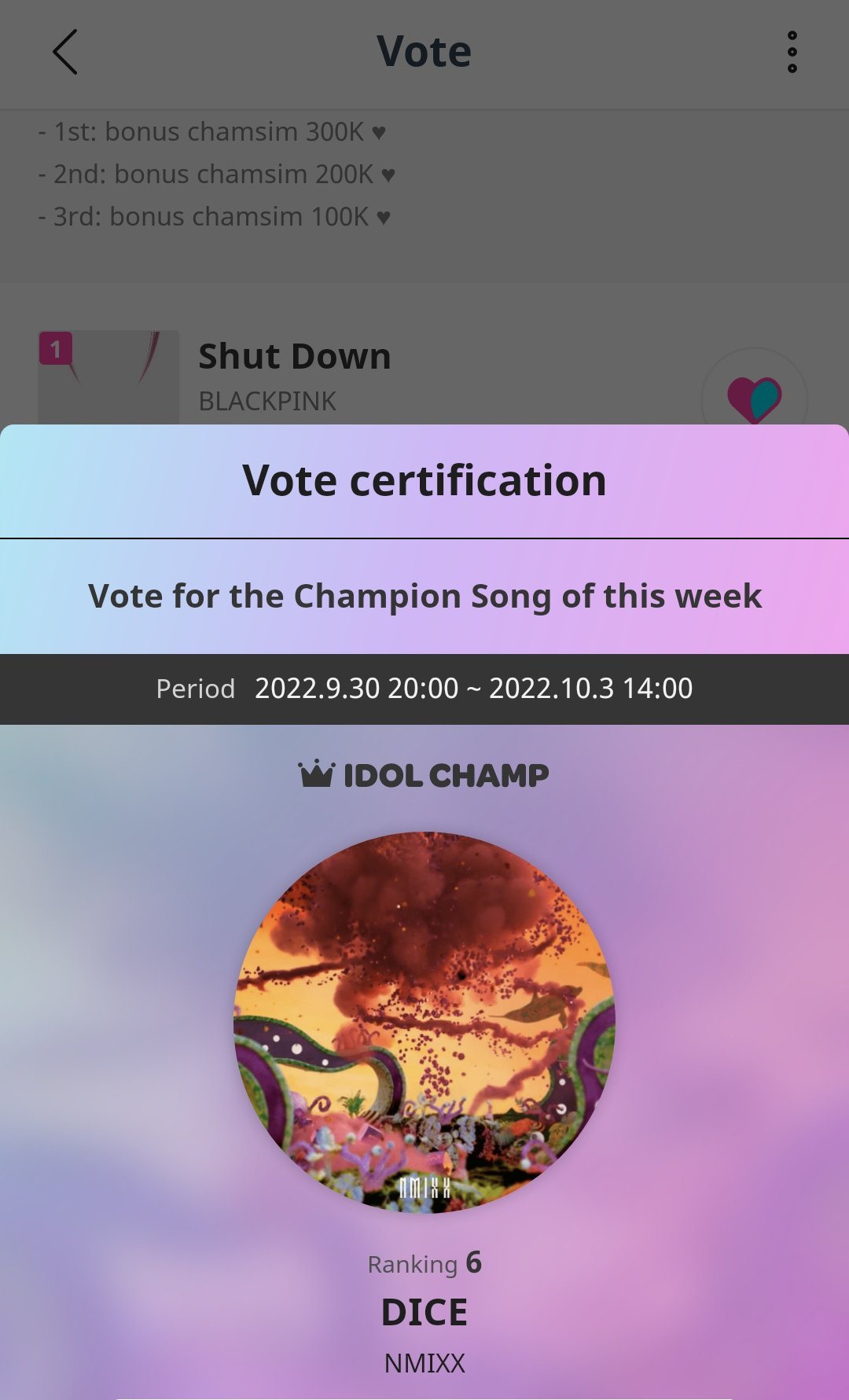 NiziMixx_xxiWiziN 🎲| NMIXX DICE on Twitter: "Pls vote NMIXX on Idolchamp the voting will end ...