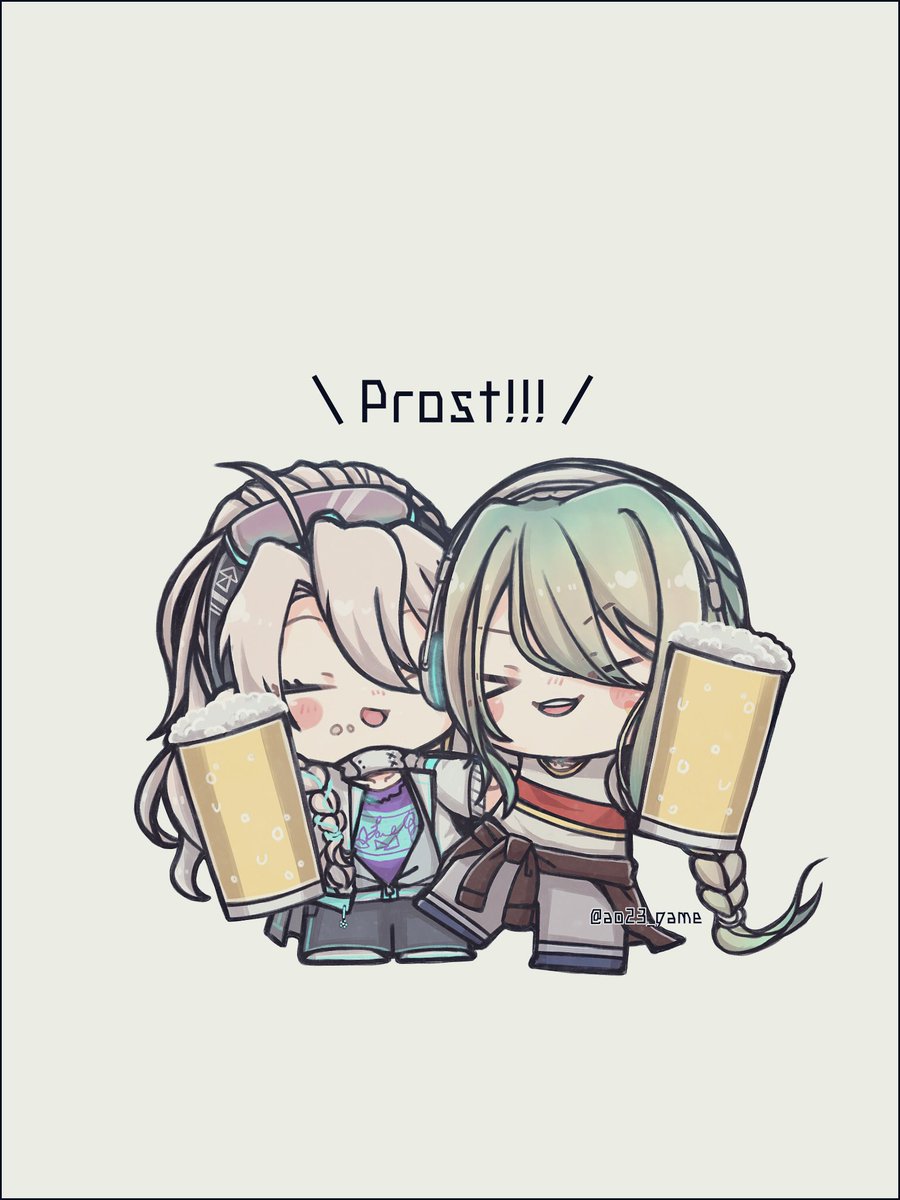 beer mug chibi mug beer 2girls multiple girls cup illustration images