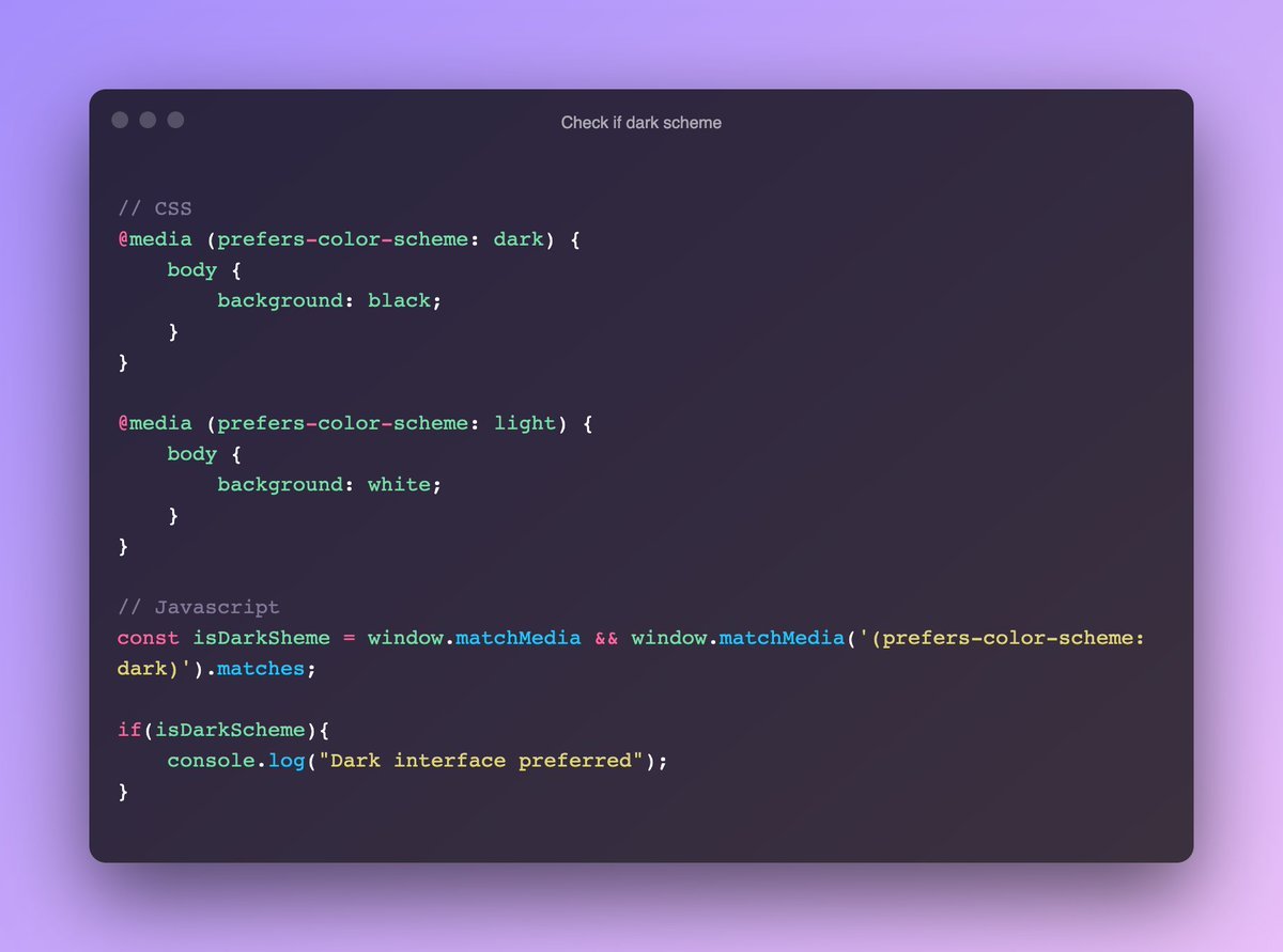 š” Javascript And Css Tip How To Implement A Simple Dark Mode Feature On Your Website Thread