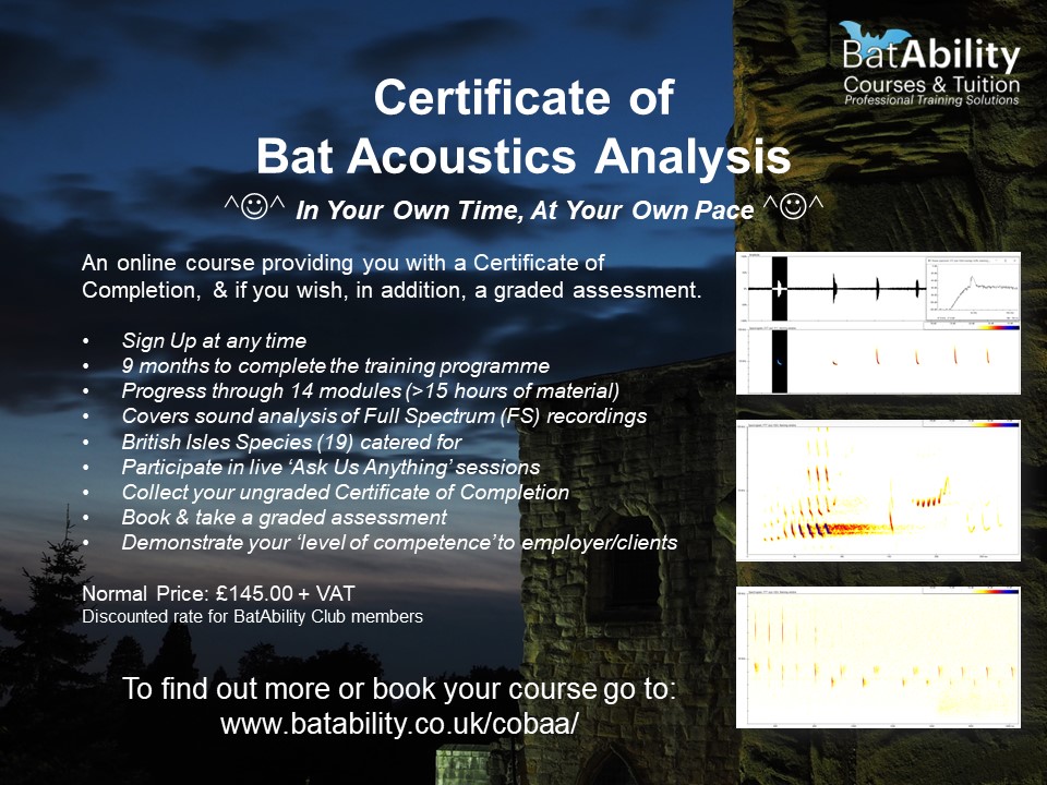 Neil Middleton on Twitter: "Certificate of Bat Acoustics Analysis online course is, by many ...