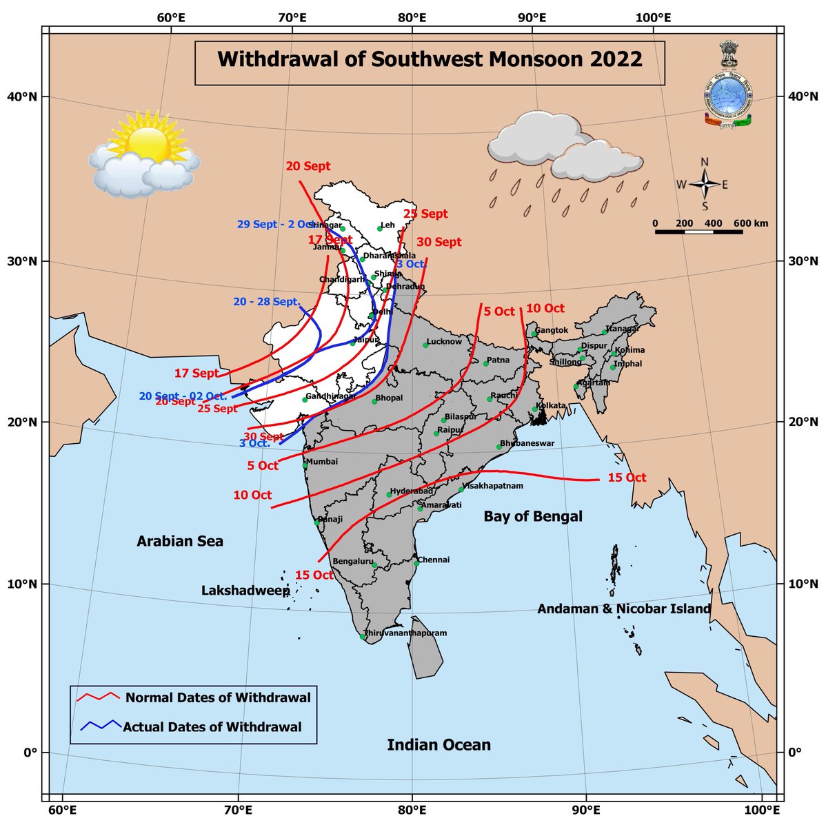 India Meteorological Department on Twitter: "The Southwest Monsoon has further withdrawn from ...