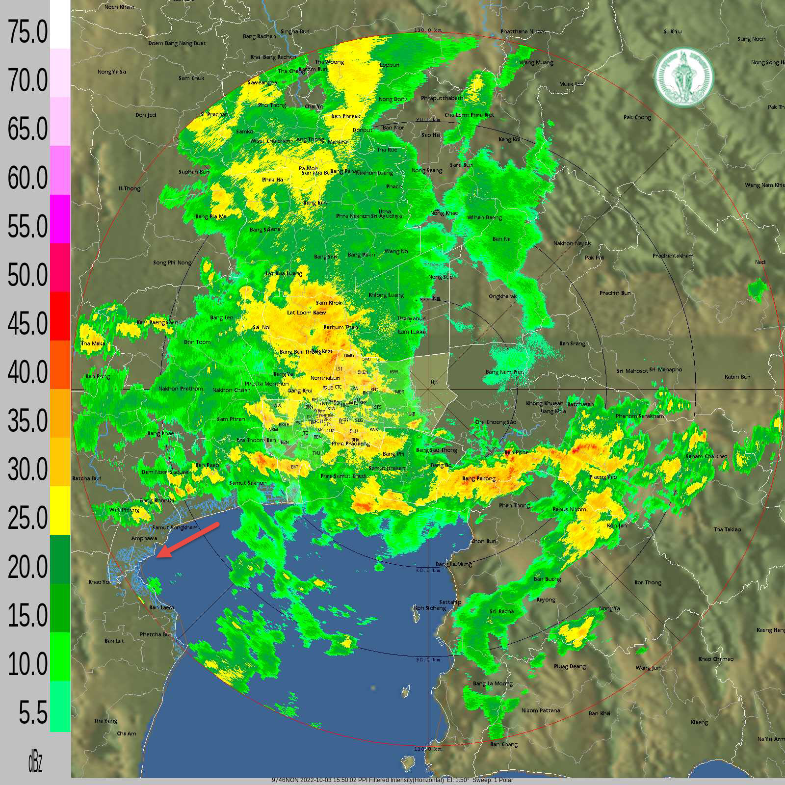 JS100 on Twitter: "16.00 #ฝนตก ฝั่งธนฯ และฝั่งพระนคร เคลื่อนตัวทิศตะวันตกเฉียงใต้ แนวโน้มคงที่ ...