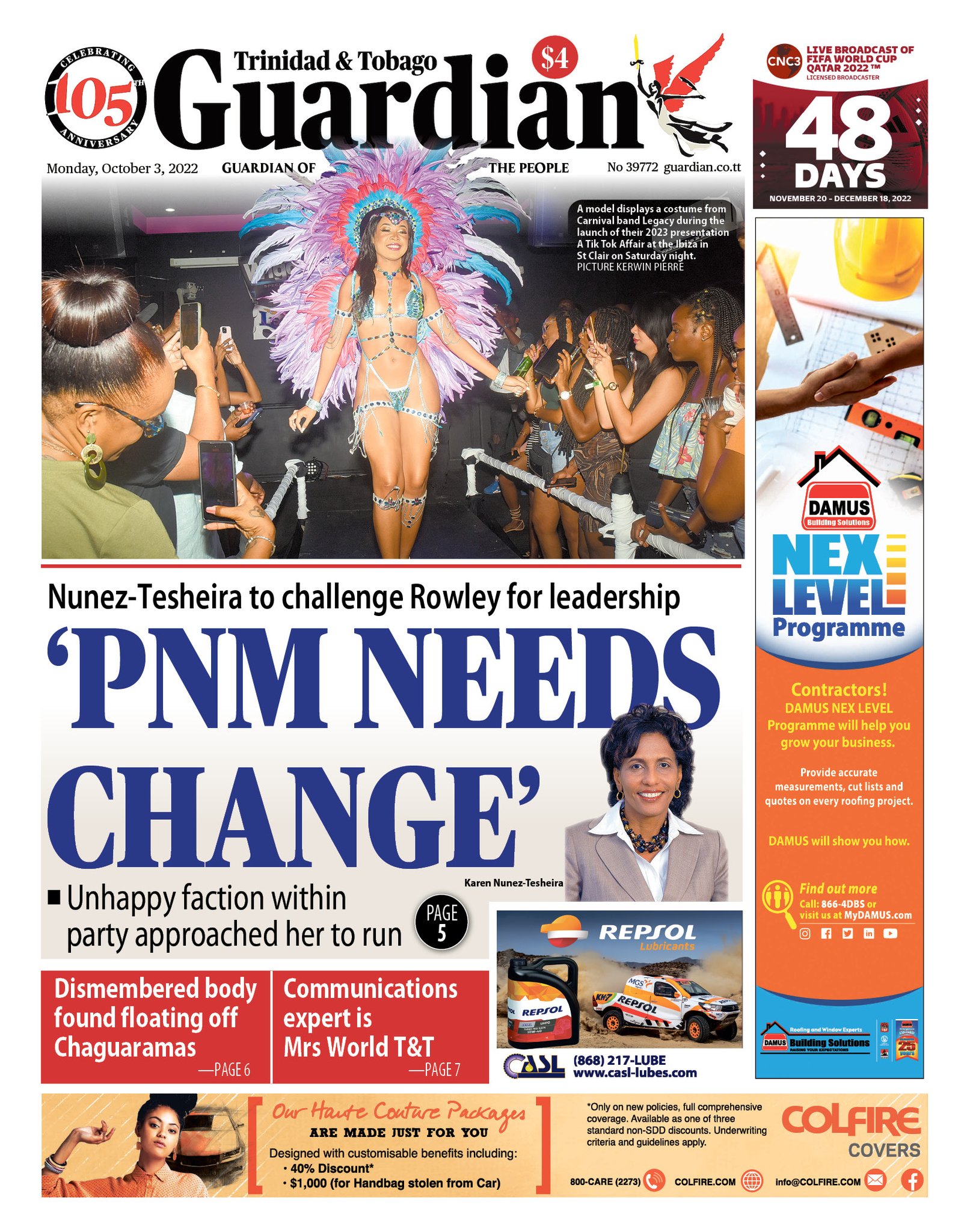 Cnc3tv On Twitter Trinidad And Tobago Guardian Monday 3 October