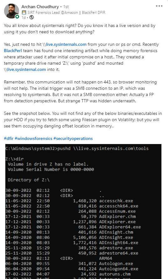 Serhii Kocherhan On Twitter You All Know About Sysinternals Right Do You Know It Has A Live