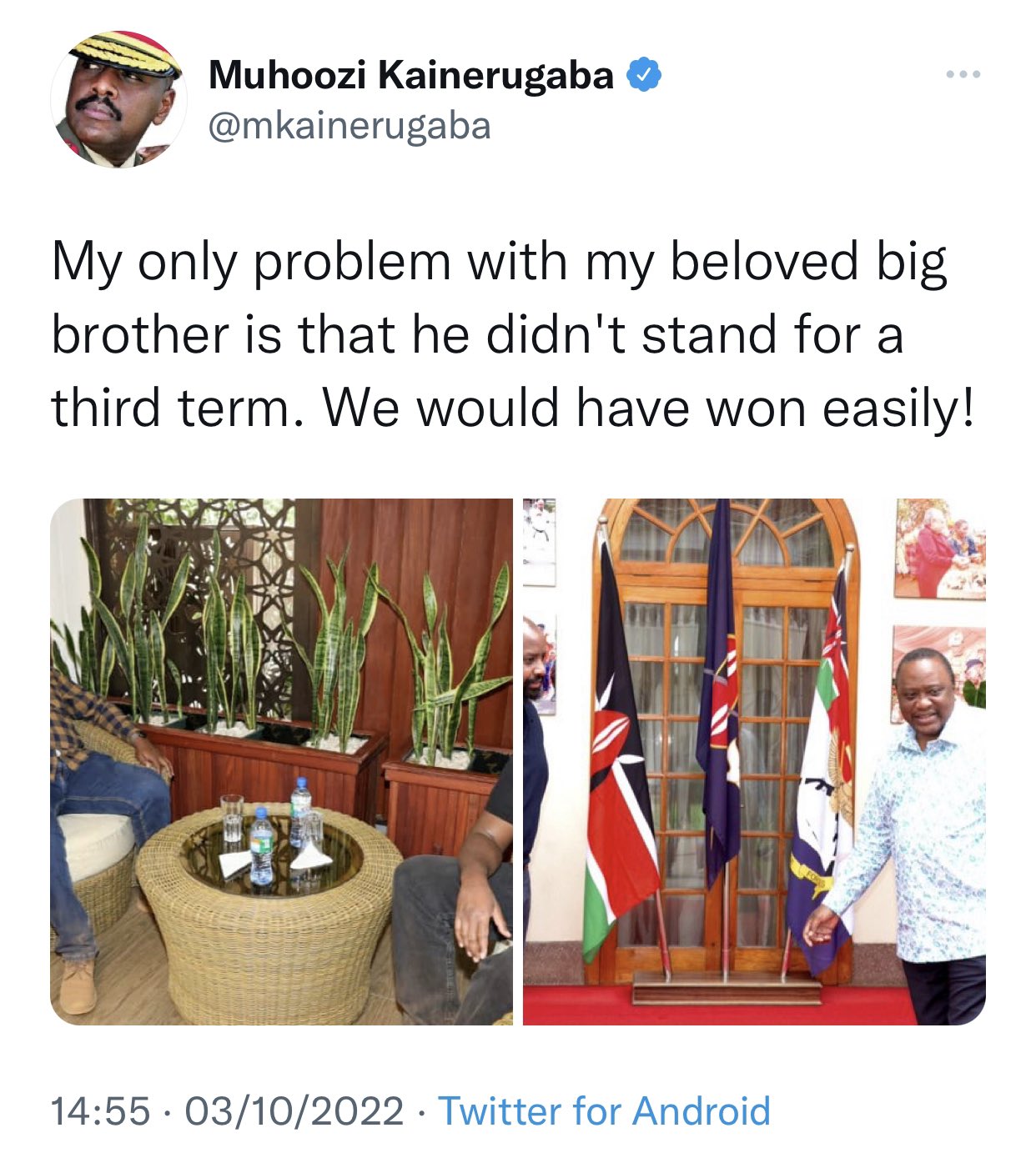 Kenya West on Twitter: "Museveni’s son Muhoozi doesn’t appear to be happy with Ruto’s presidency ...