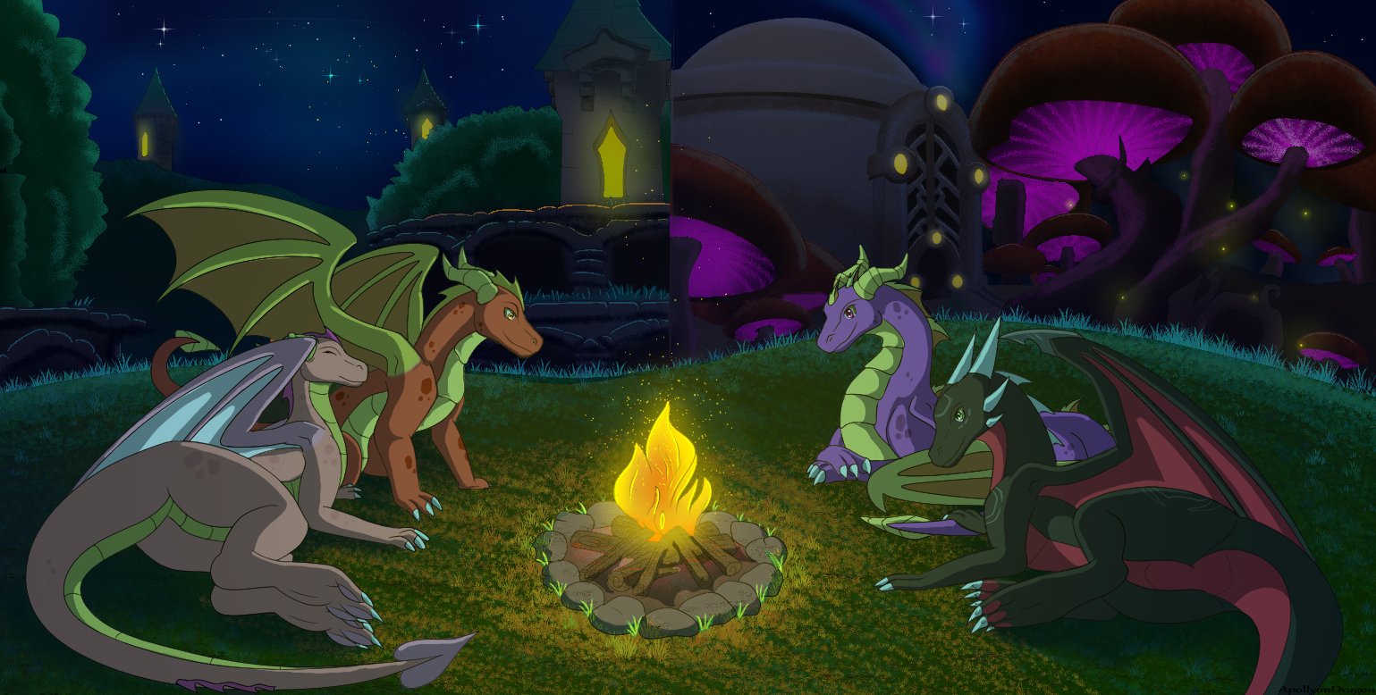 Spyro And Cynder And Ember And Flame