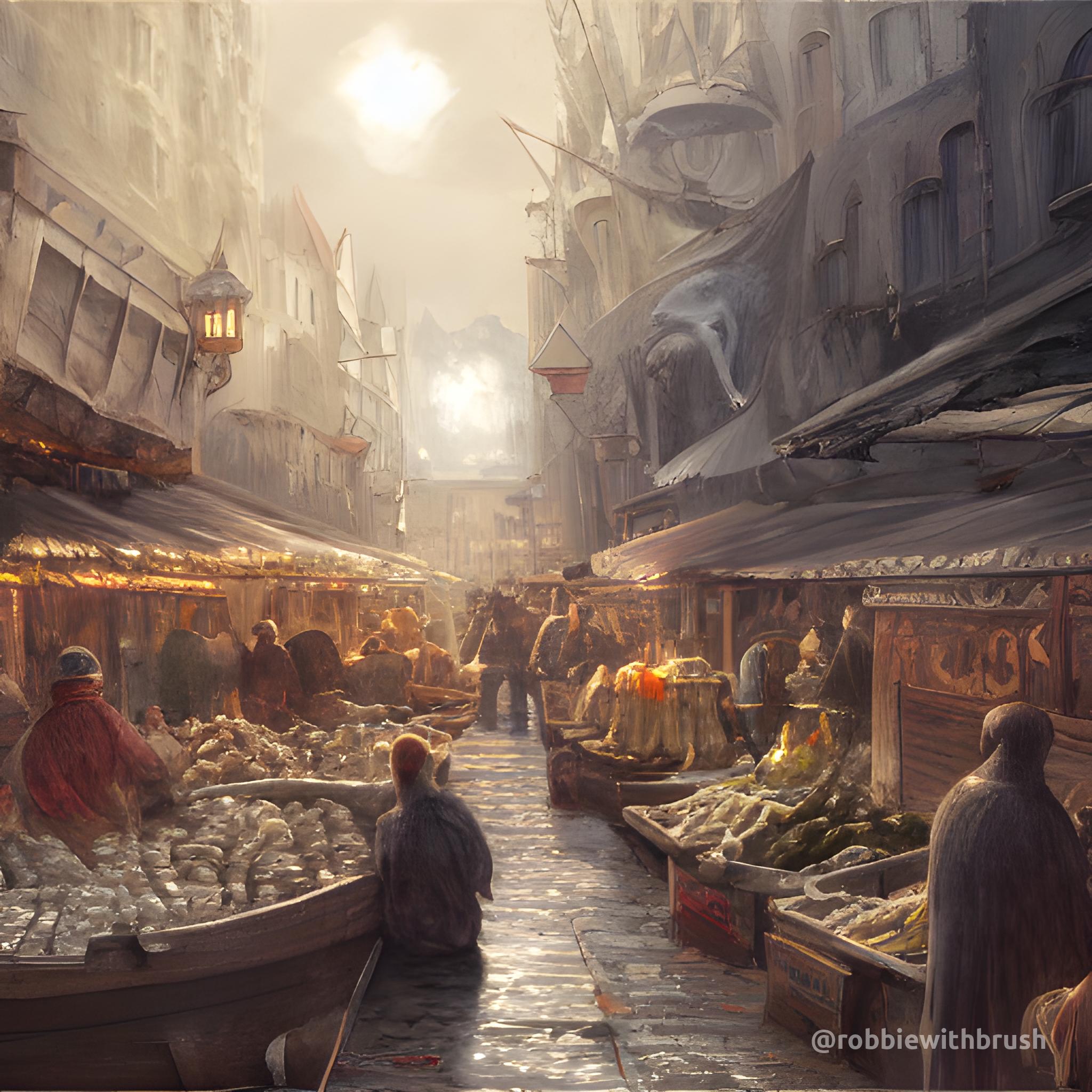 Medieval Marketplace Painting