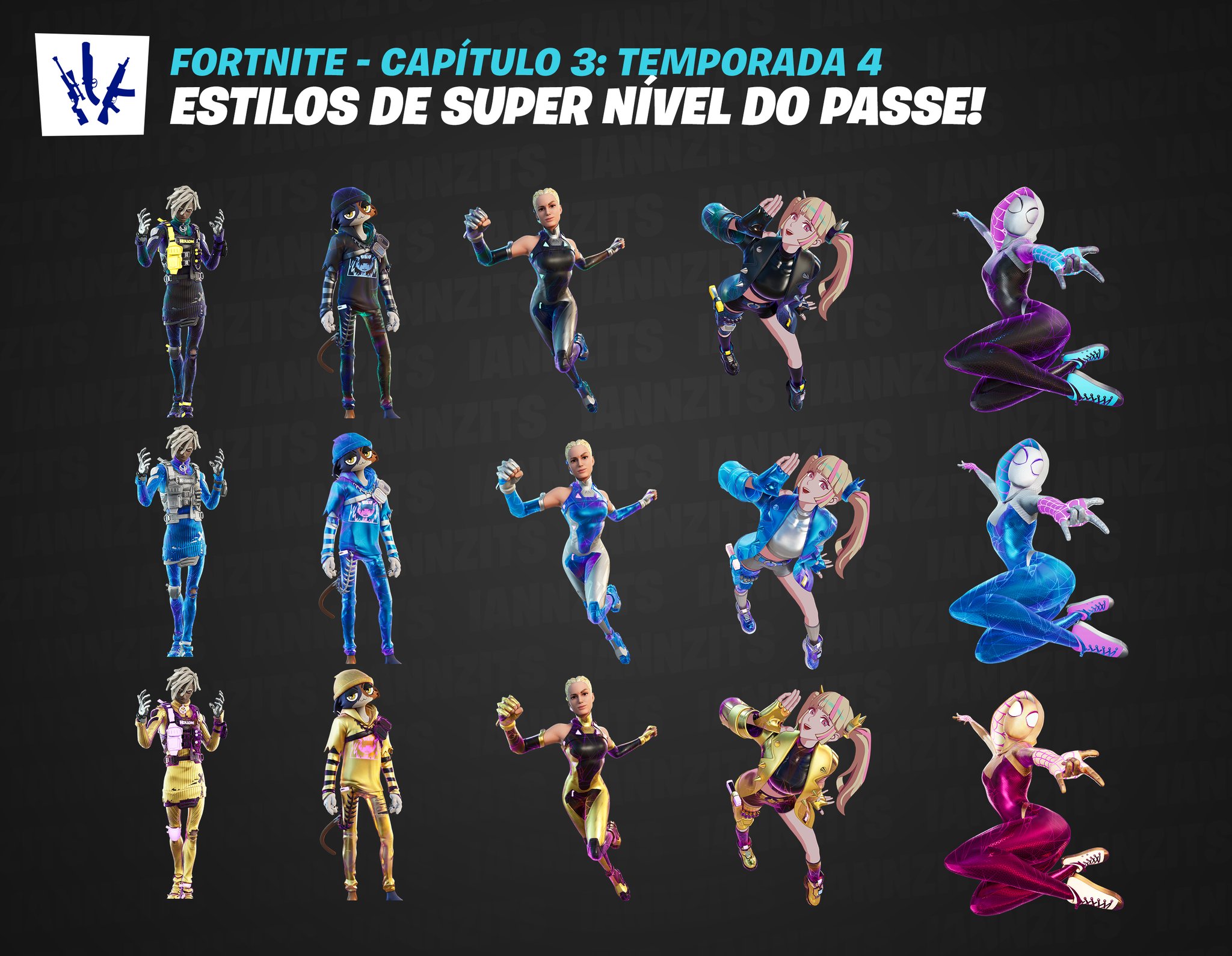 iannzits on Twitter: "Visão geral dos Trajes de Estilos de Super Nível do Passe de Batalha do ...