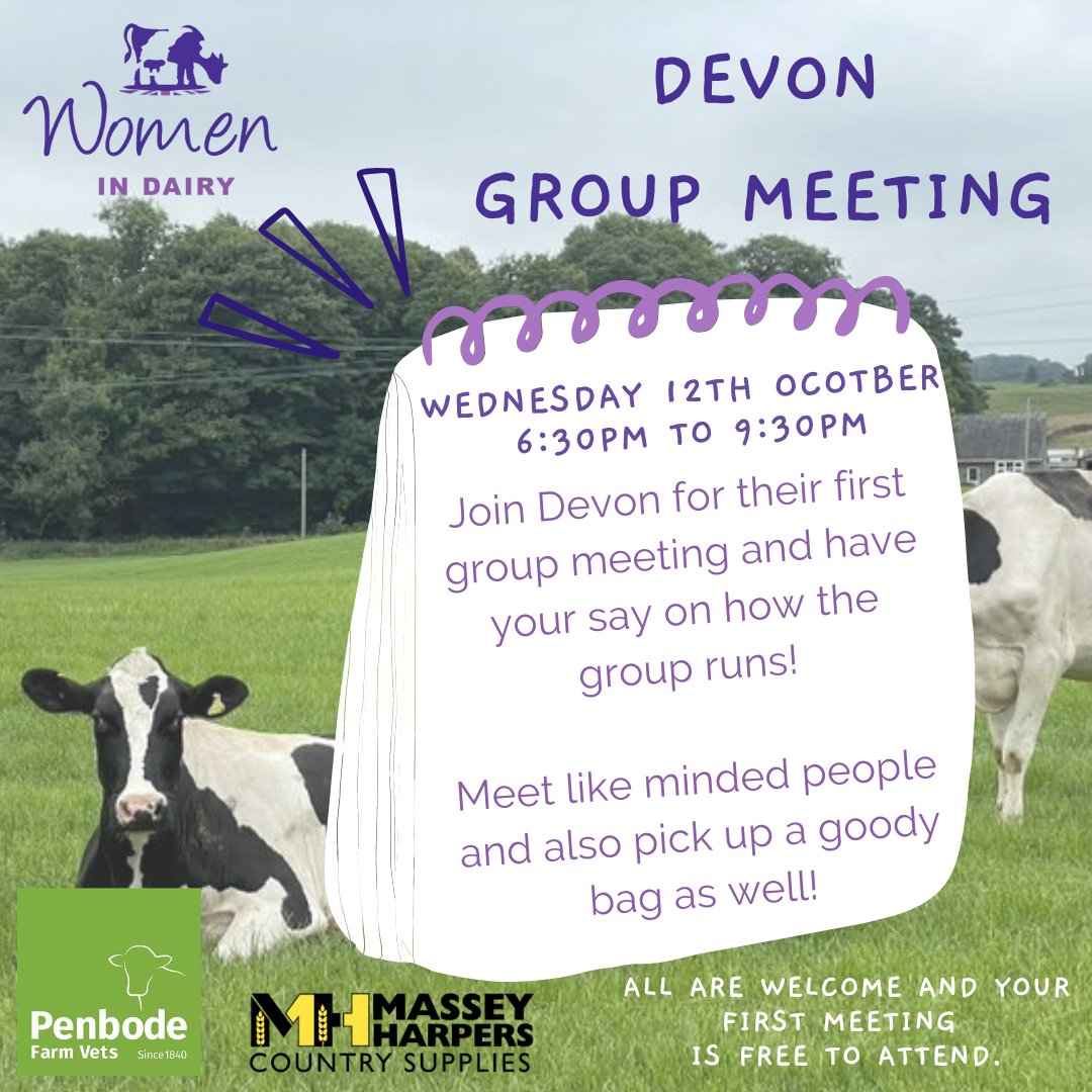 WomenInDairy on Twitter: "🐮DEVON @WomenInDairy MEETING 🐮 Come along to our welcome evening to ...