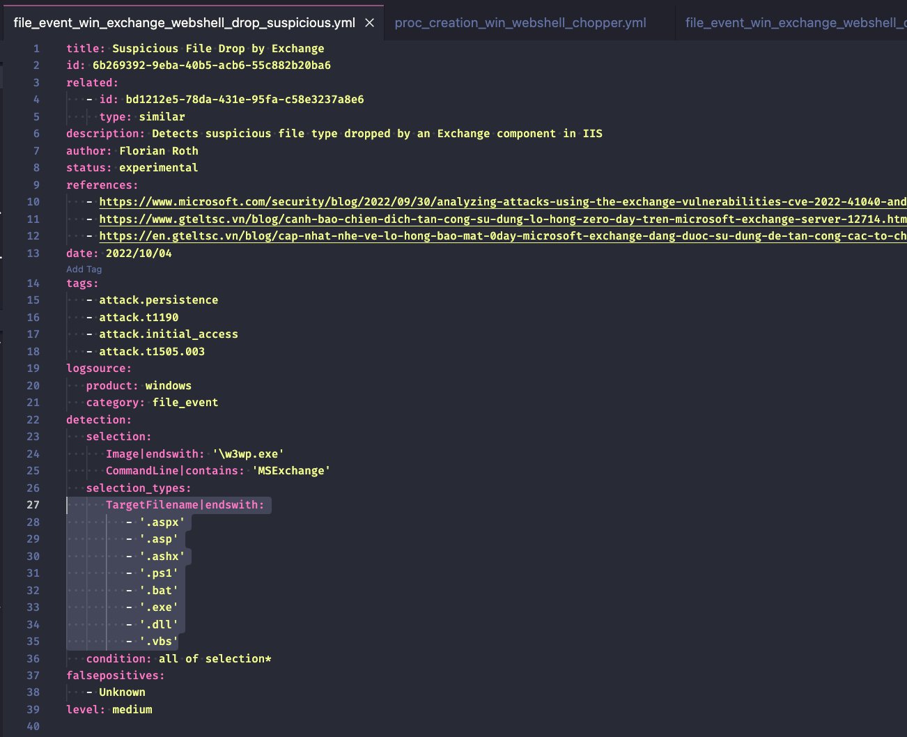 Florian Roth ⚡ on Twitter: "I've created a Sigma rule that monitors suspicious file creations on ...