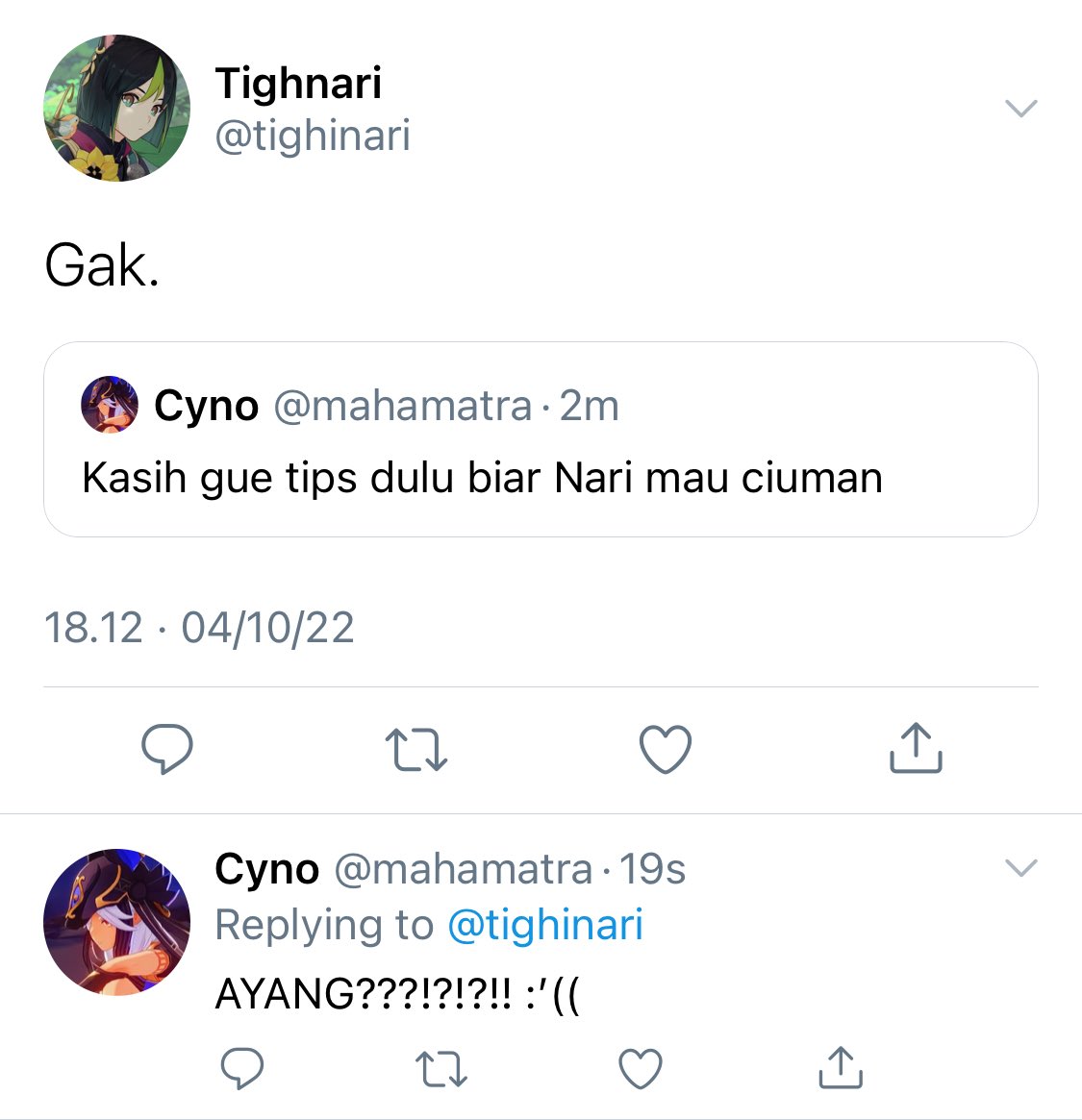GABUNG KOMUNITAS FANFIC 📌 on Twitter: "au! cw // bxb , cynonari , xiaobedo cyno ngechat bestie"
