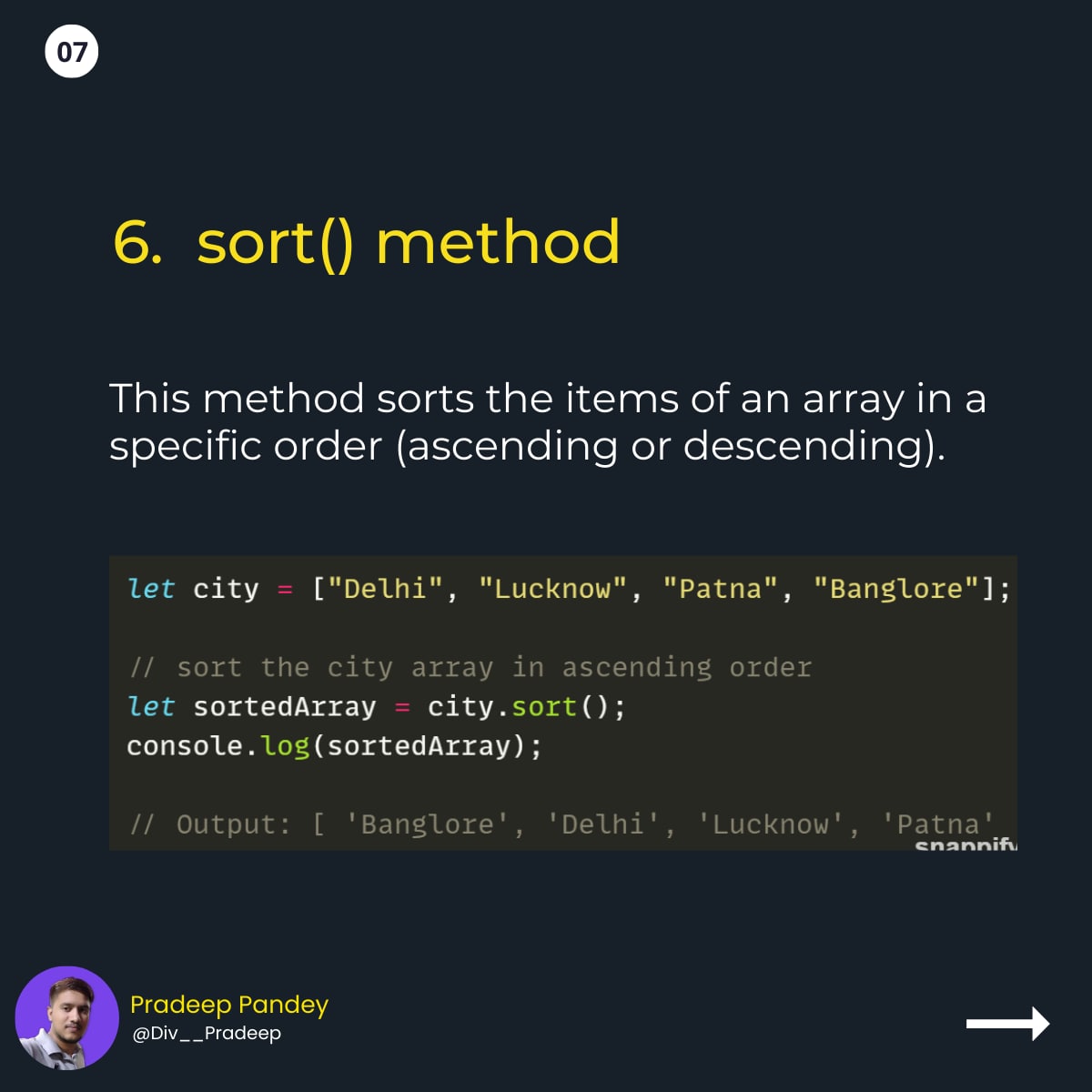 Top 10 Javascript Array Methods Every Web Developer Must Know🧵👇🏻 Thread From Pradeep Pandey