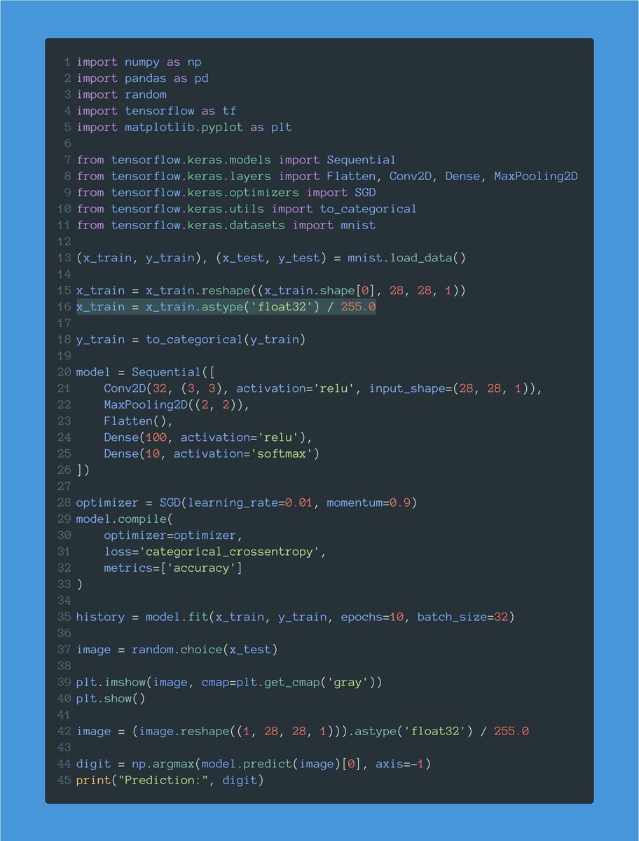 Here is a simple machine learning model. One of the classics. If you ...