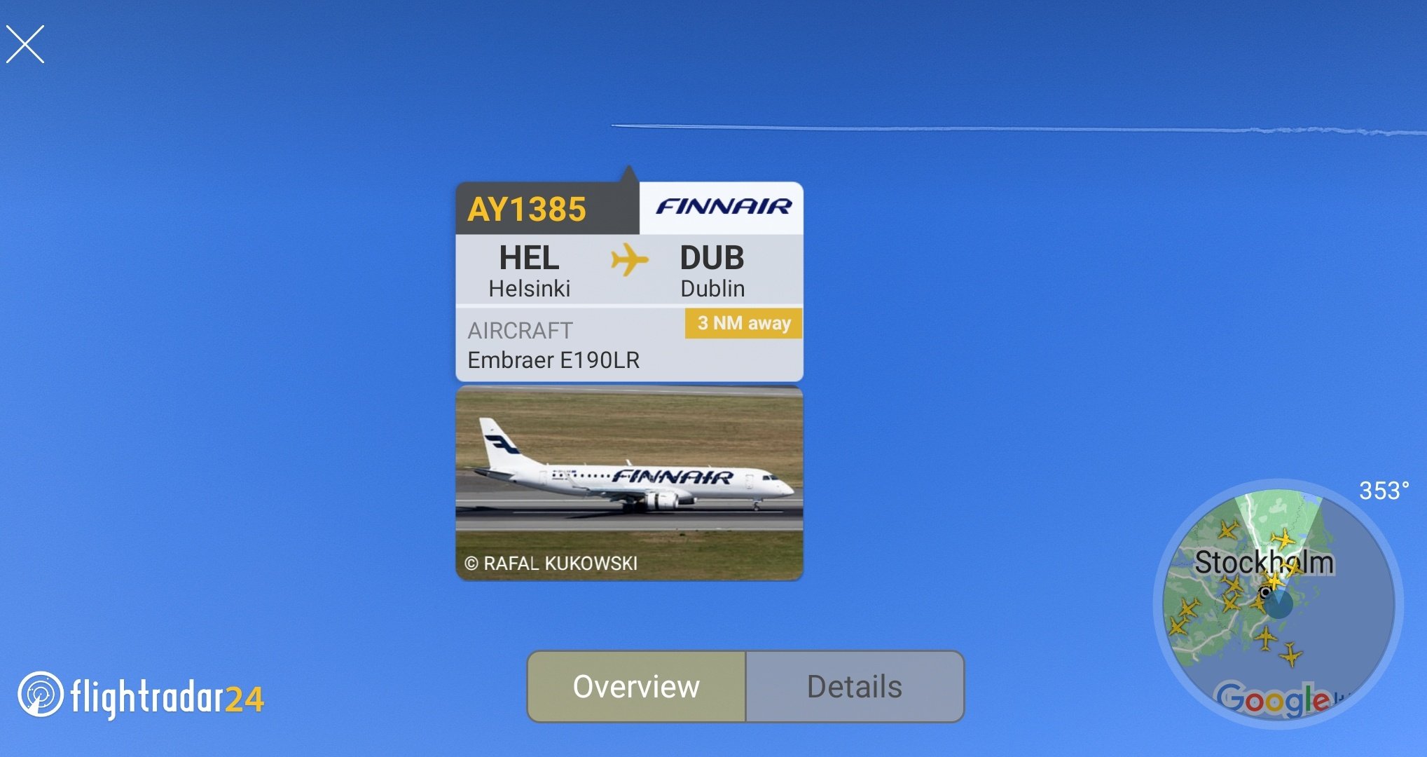 Flightradar24 on Twitter: "Finnair flight AY1385 passing over sunny Stockholm... #ARview # ...