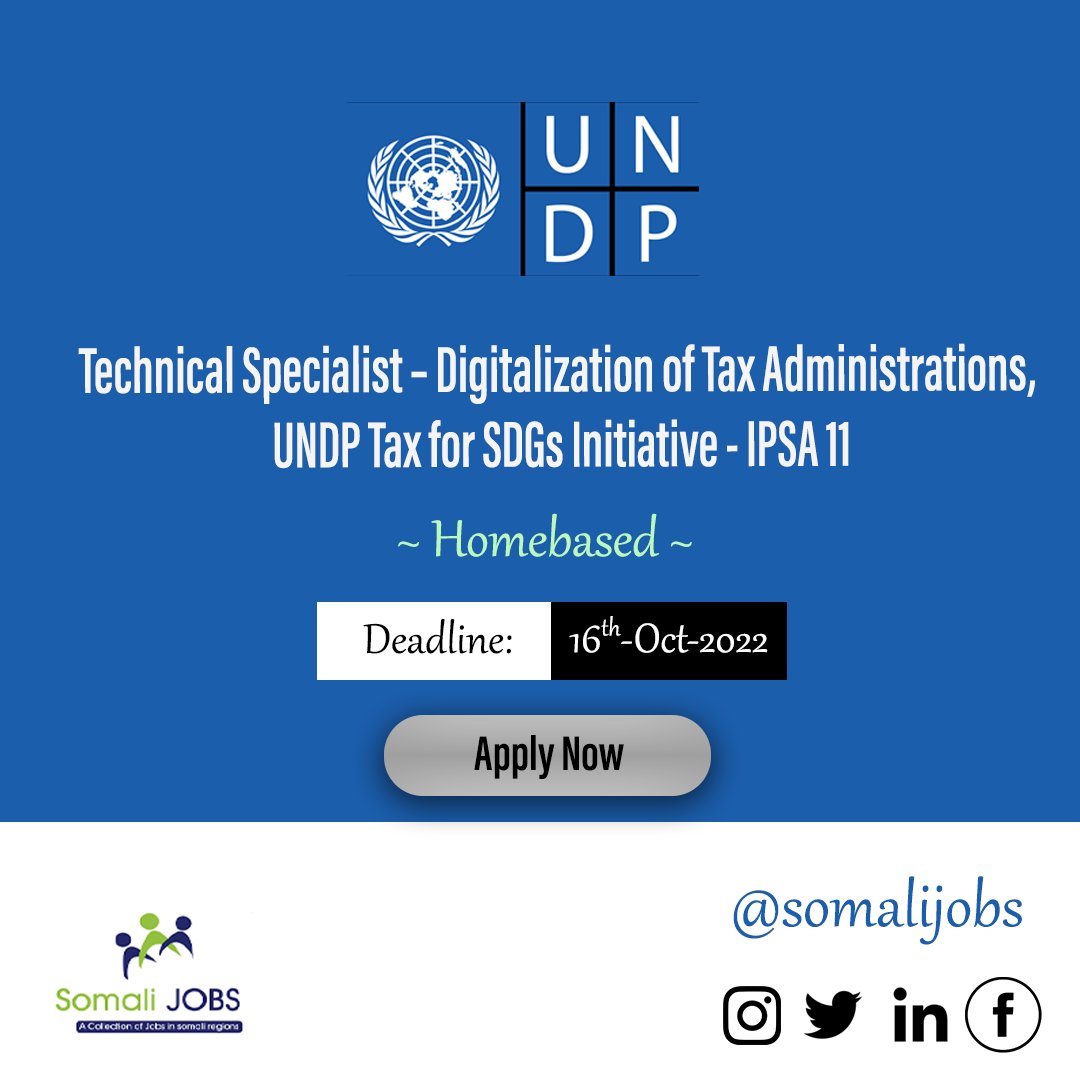Somali Jobs on Twitter: "#UNDP is hiring 2 Positions 1. Technical Specialist – Digitalization of ...