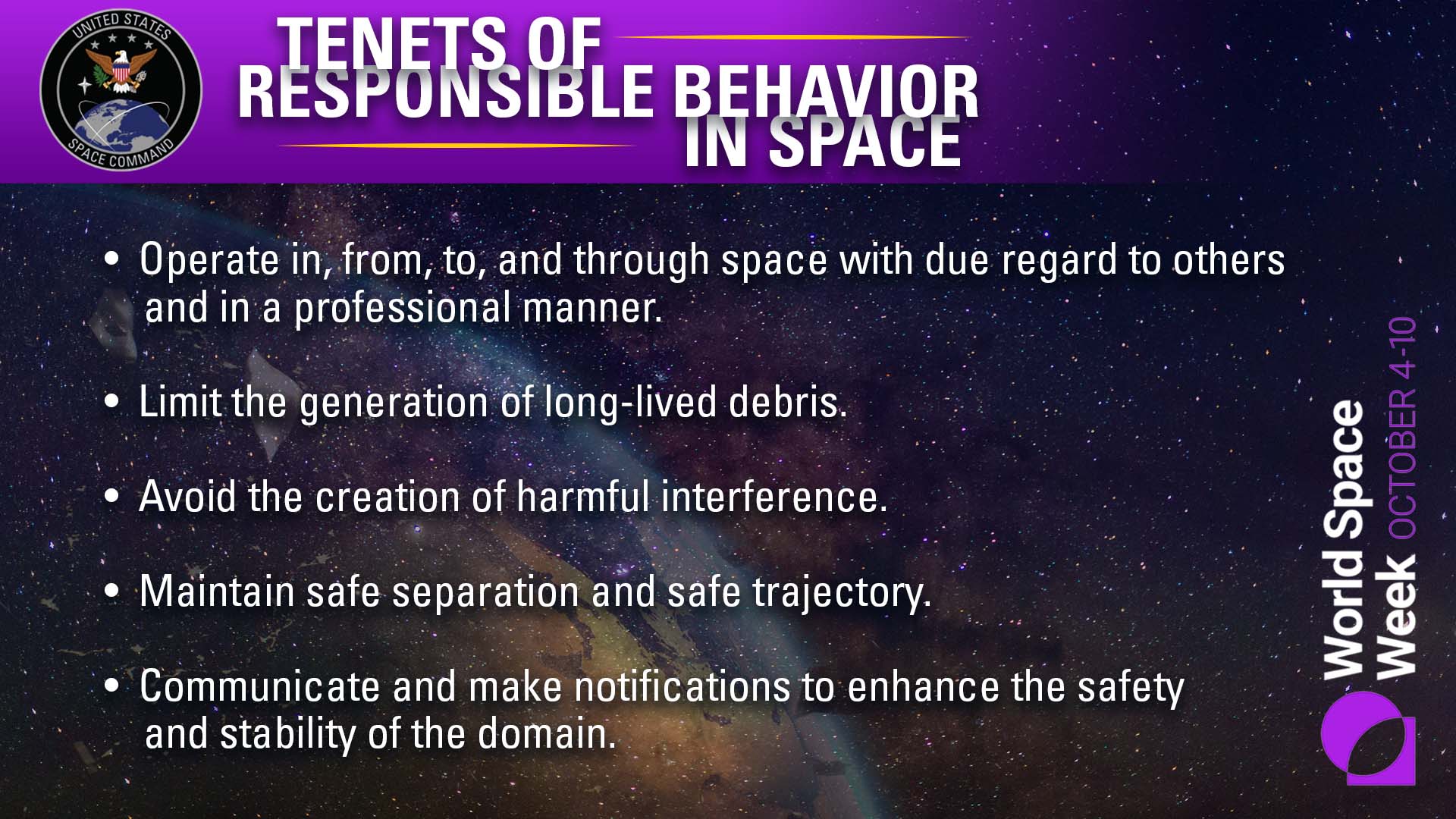 U S Space Command On Twitter Sustaining Access To Space For Future Generations Depends On All