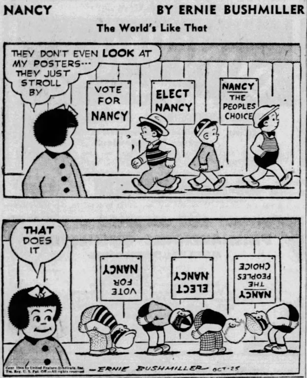 Nancy Comics by Ernie Bushmiller on Twitter: "Nancy By Ernie Bushmiller OCT 25,1944 https://t.co ...
