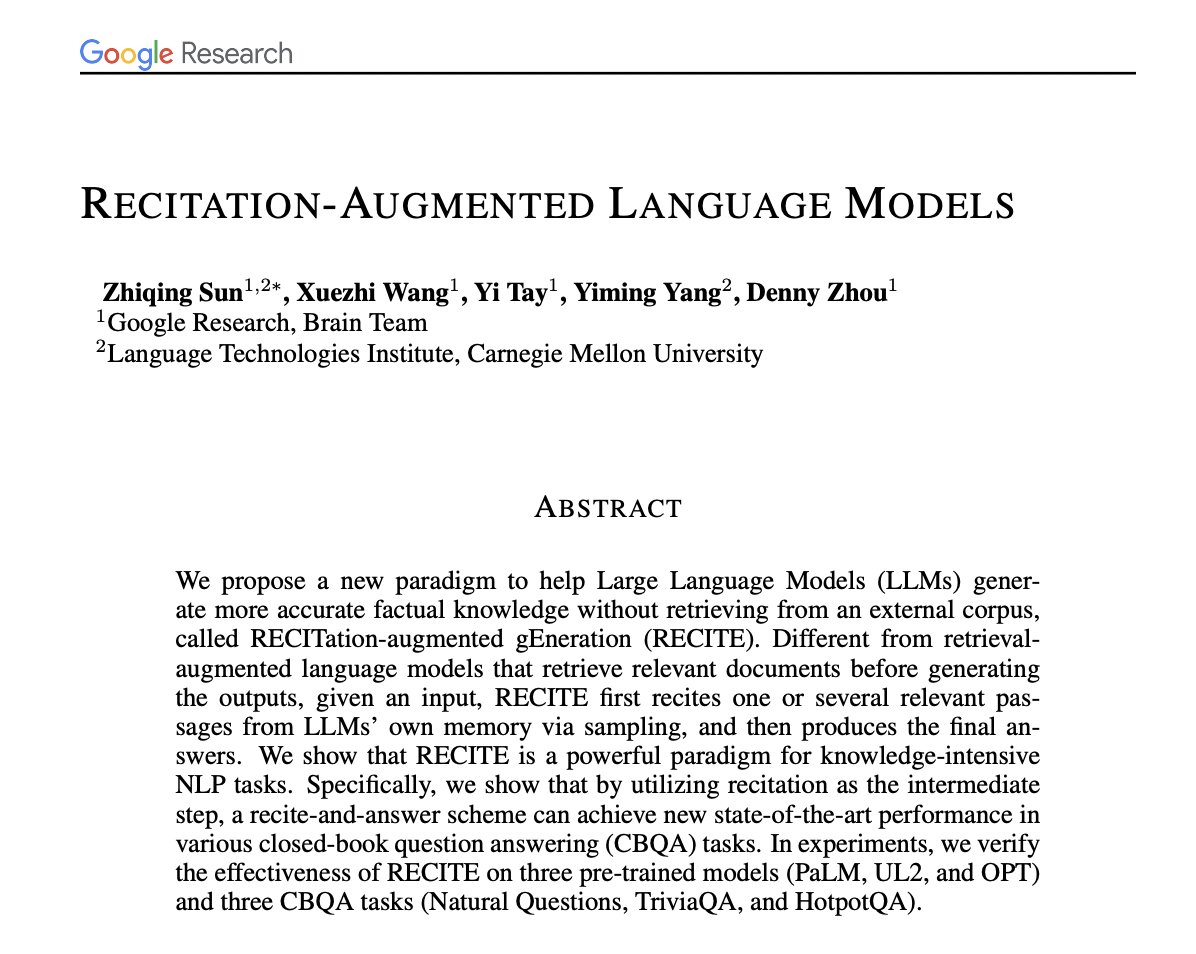 AK on Twitter: "Recitation-Augmented Language Models abs: https://t.co/FpKuNaUXRs https://t.co ...