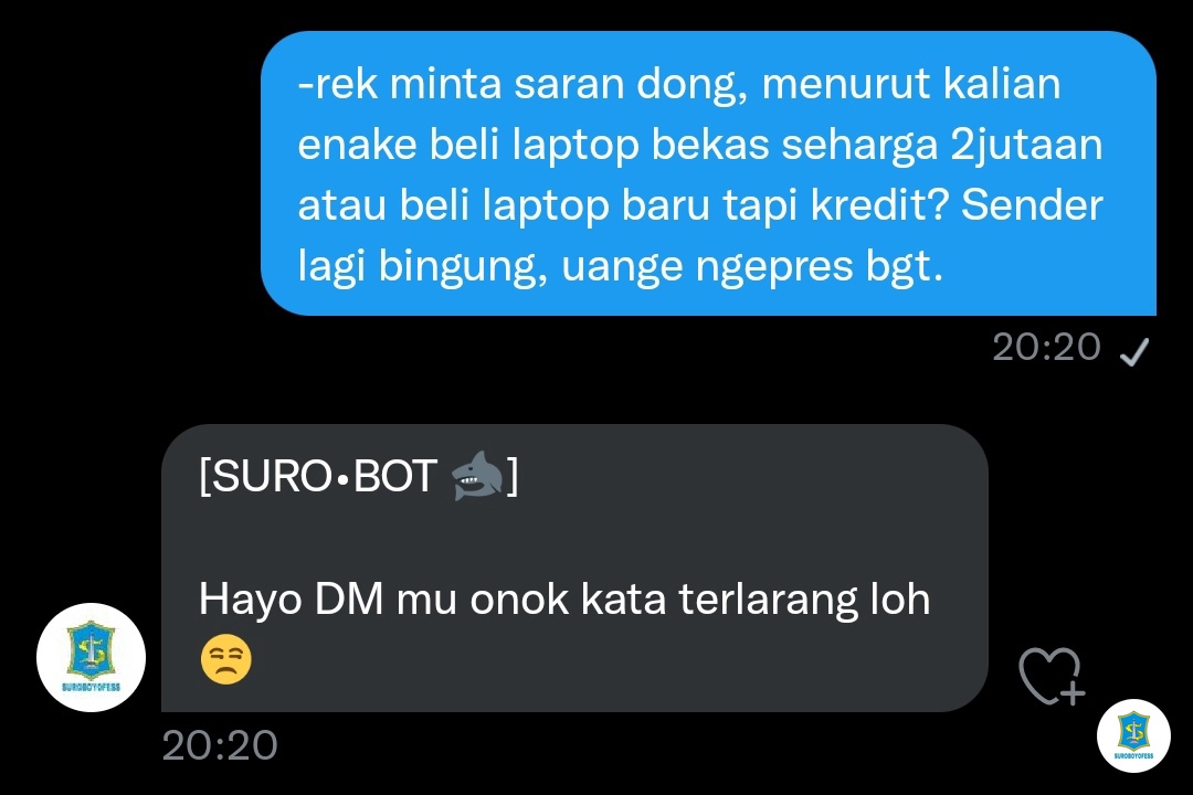 🦈 SUROBOYOFESS 🐊 on Twitter: "Minta saran dong -rek dan kasih tau aku kata apa sing terlarang ...