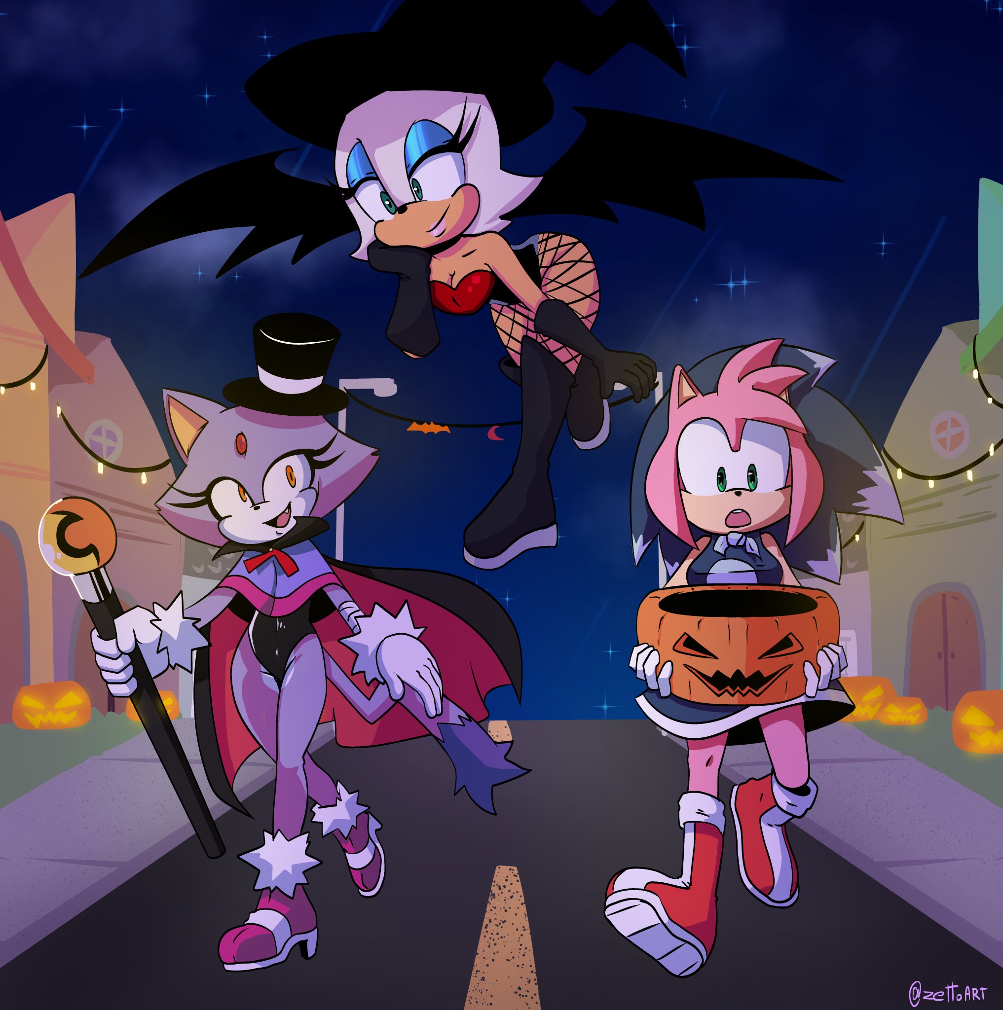 ElZetto - COMISSIONS OPEN (Slots 5/5) on Twitter: "Girl night! #blazethecat #amyrose # ...
