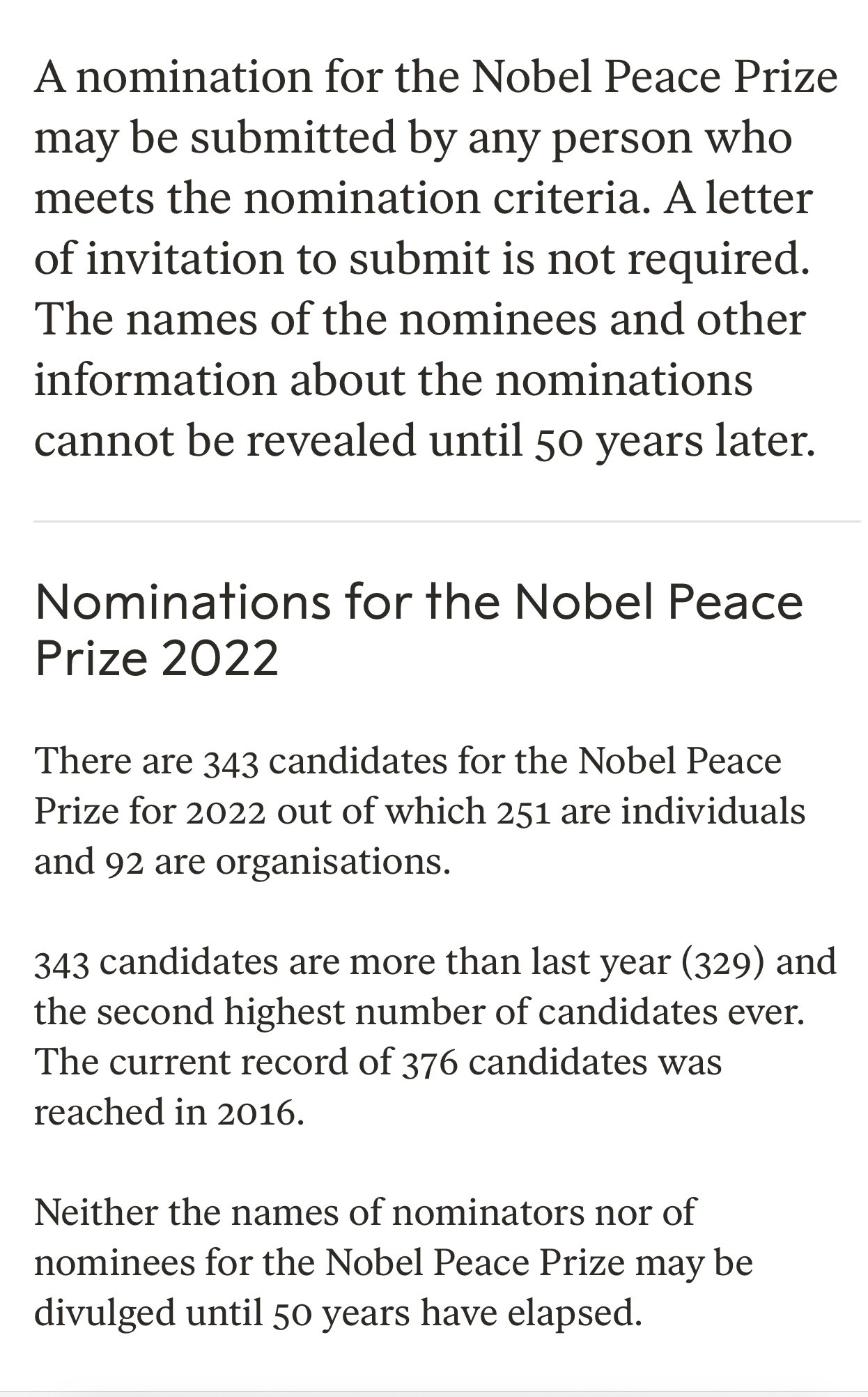 Nobel Prize Peace 2022