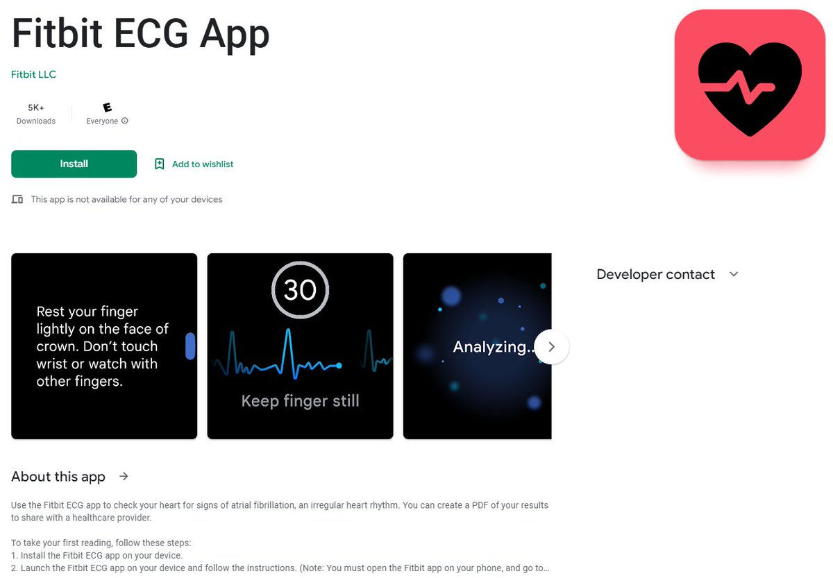 Mishaal Rahman on Twitter: "The Fitbit ECG App for the new Pixel Watch just went live on Google ...