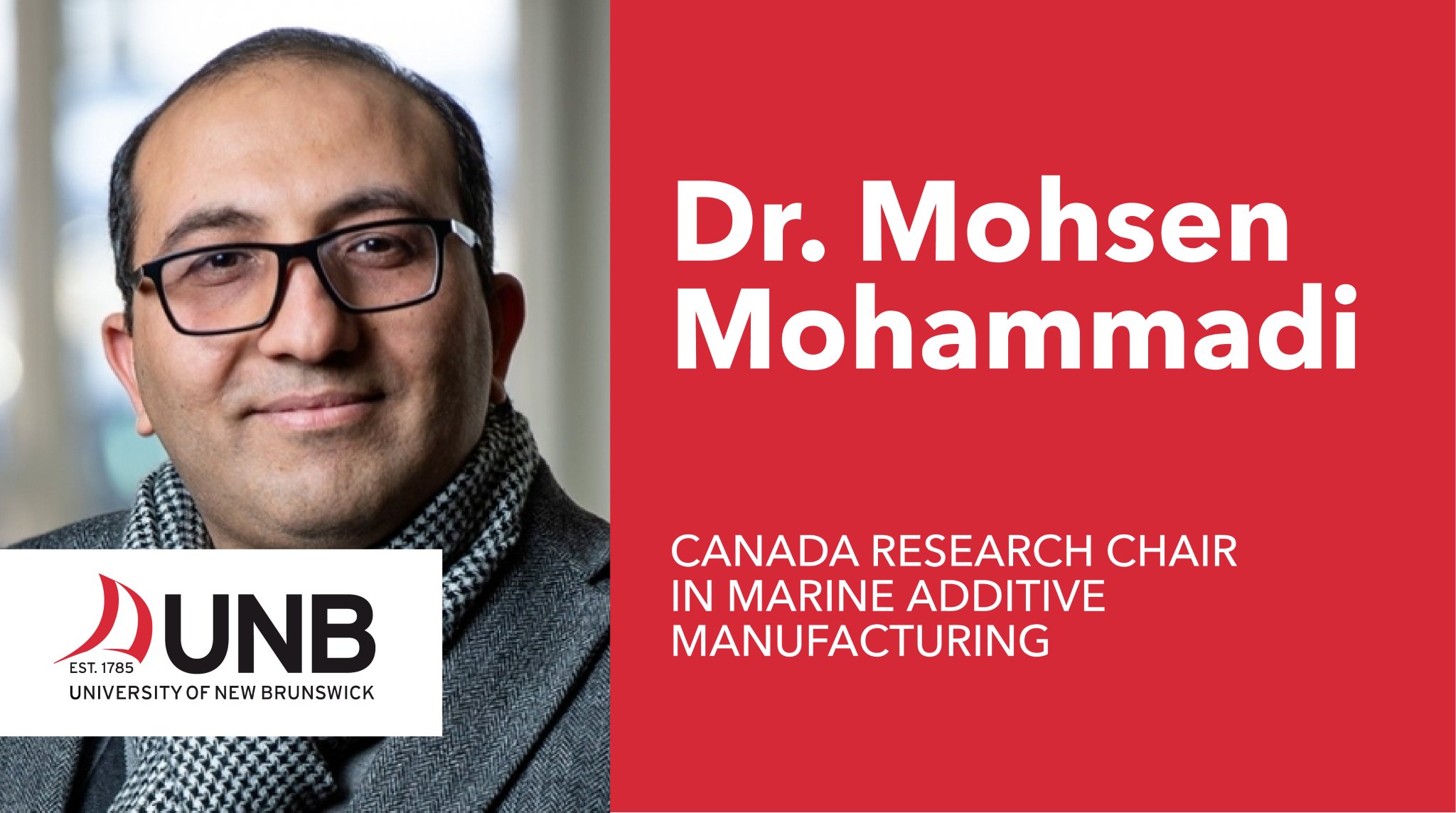 UNB Research on Twitter: "At that same time, we also announced Dr. Mohsen Mohammadi as the @CRC ...