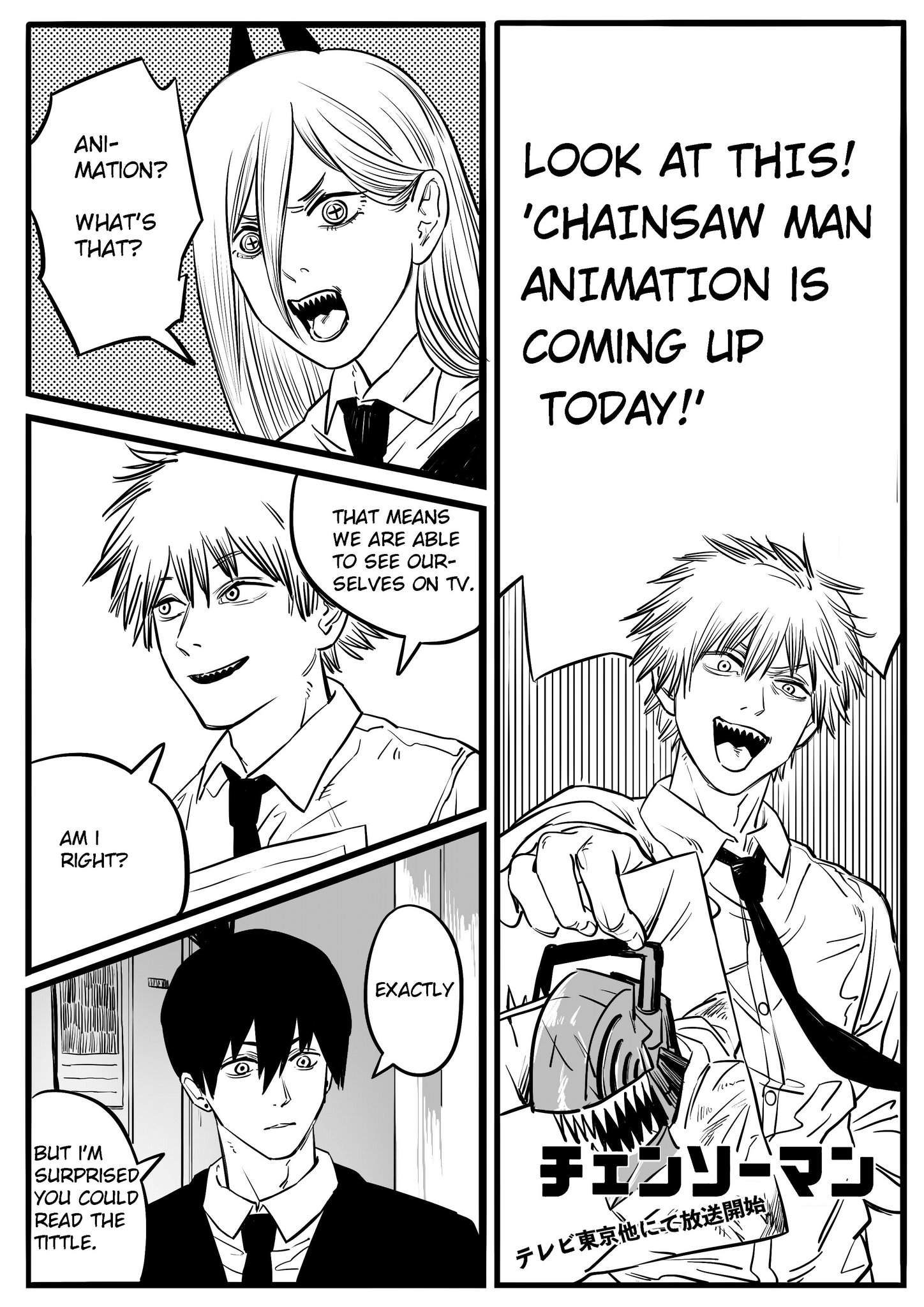 KiUnchiku on Twitter: "Celebration for the coming animation, 4 pages fan-art manga #chainsawman ...