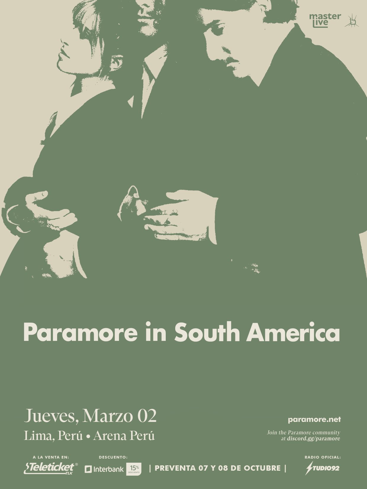 Masterlive Perú on Twitter: "¡PARAMORE EN LIMA! 2 de Marzo del 2023 | Arena Perú El regreso ...