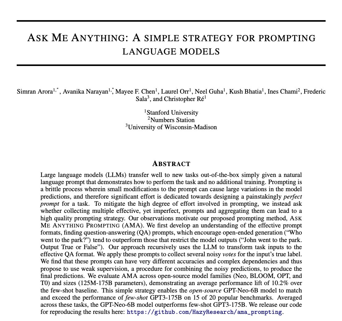 AK on Twitter: "Ask Me Anything: A simple strategy for prompting language models abs: https://t ...