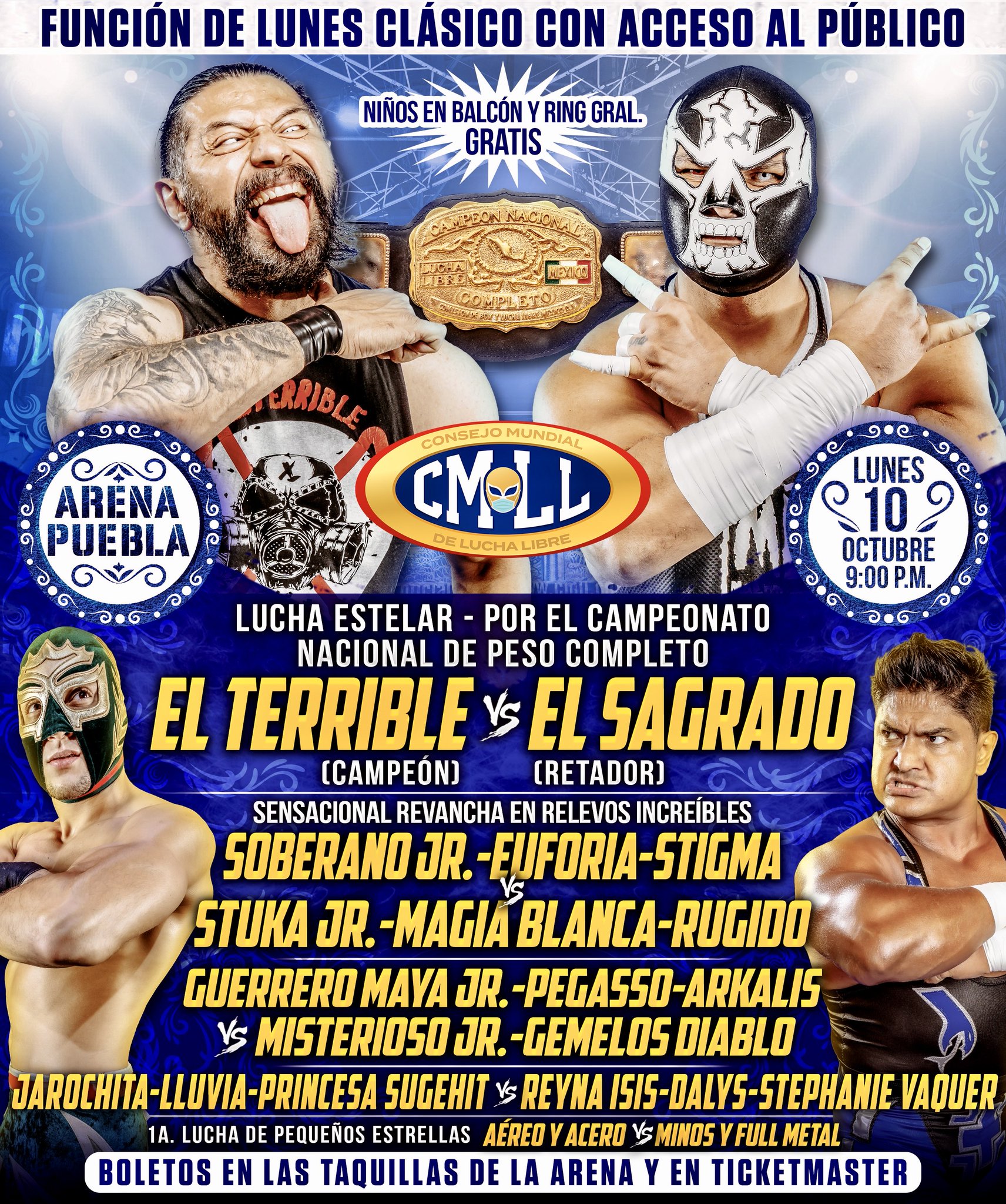 Lucha Libre CMLL on Twitter: "🔜 📍Arena Puebla 🗓️ Lunes 10 de octubre ‘22 🕣 9:00 p.m. 🎟️ Boletos ...
