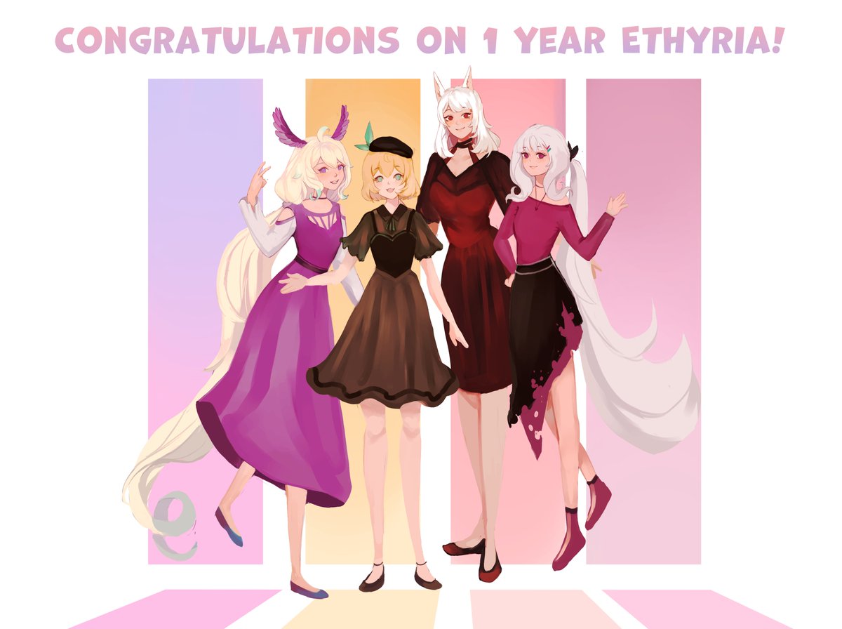 「Happy 1 Year Anniversary to Ethyria!! 」|HanHan🕊️⛓️||🧡|| comms openのイラスト